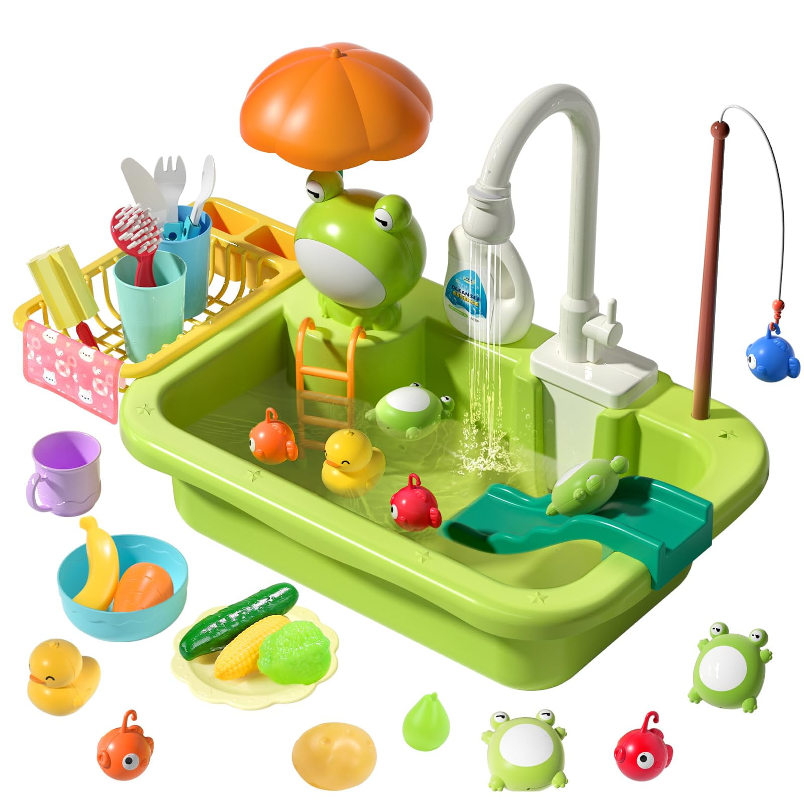 Play Sink With Running Water, Kitchen Sink Toys With Upgraded Electric ...
