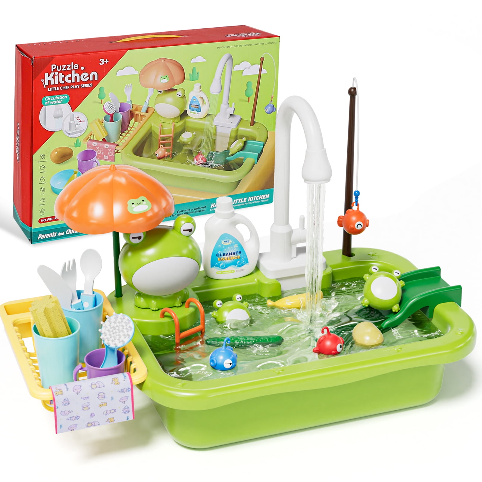 Play Sink with Running Water, Kitchen Play Sink Toy with Automatic ...