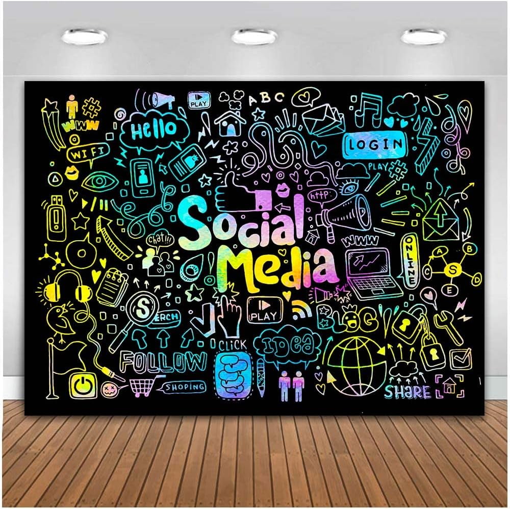 Play Social Media Birthday Banner Party Decoration Backdrop Social ...