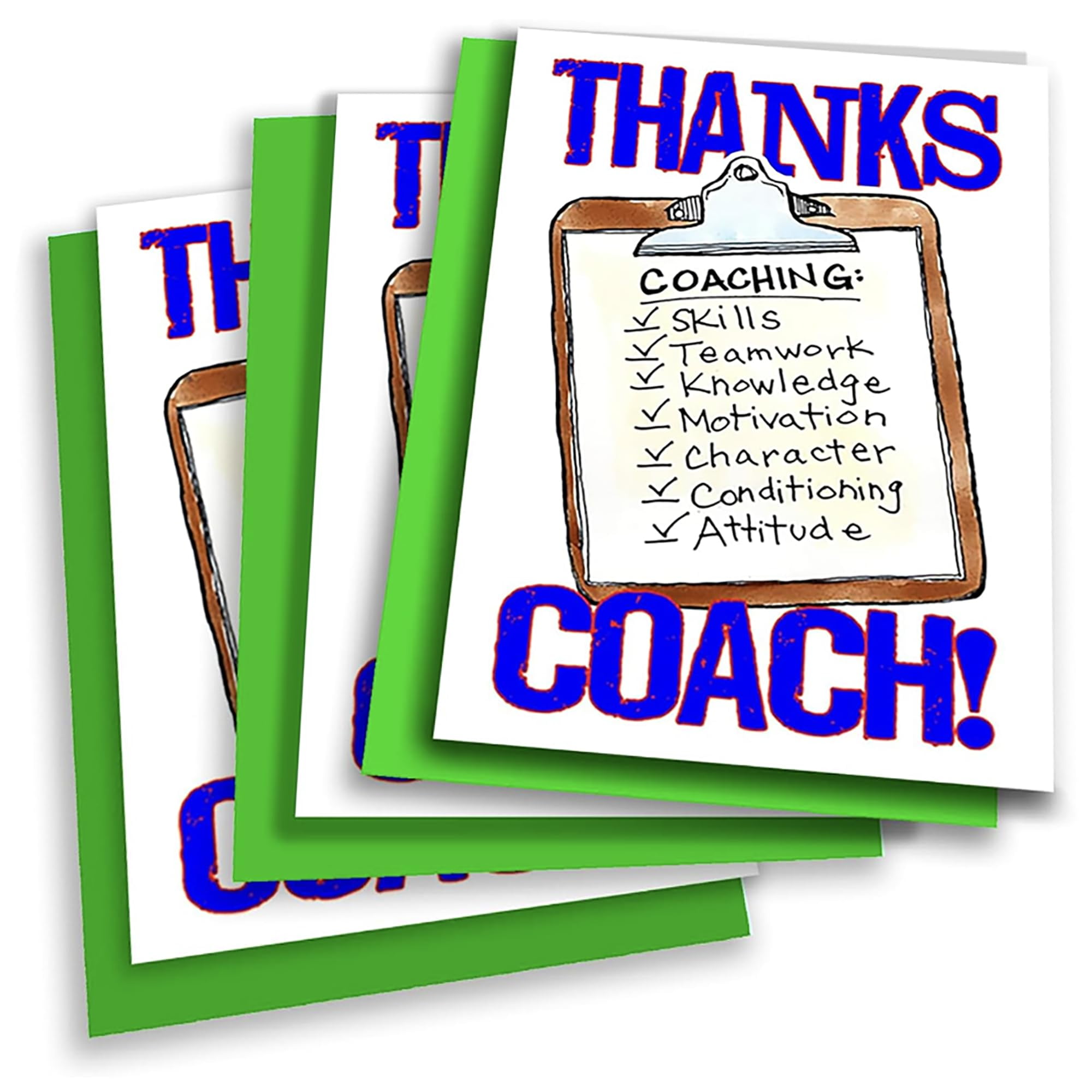 Play Strong 3-Pack ‘THANKS COACH’ Greeting Cards (5x7) - Clipboard ...