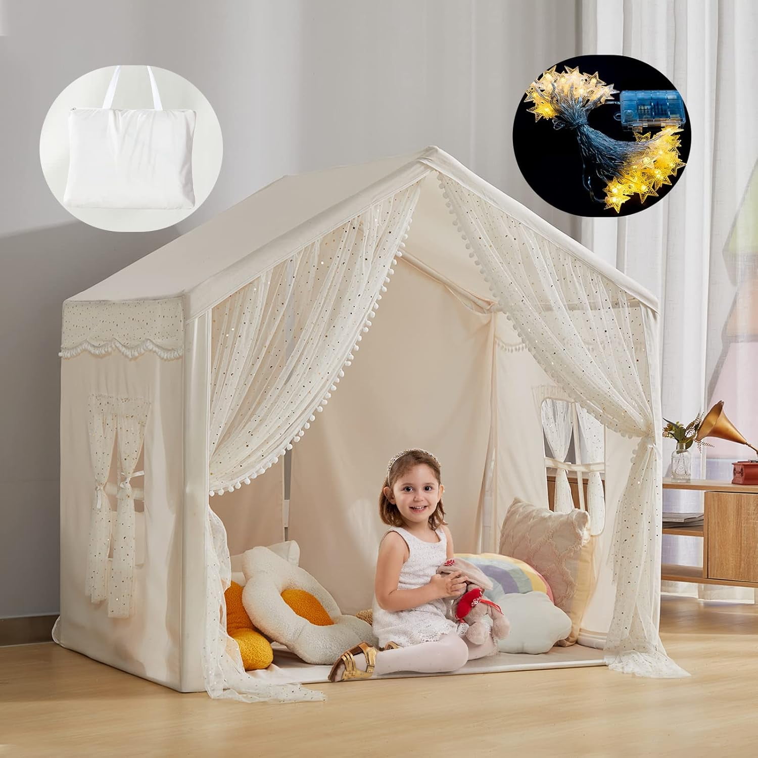 Play Tent for Kids with Star Lights, Large Kids House Indoor & Outdoor ...