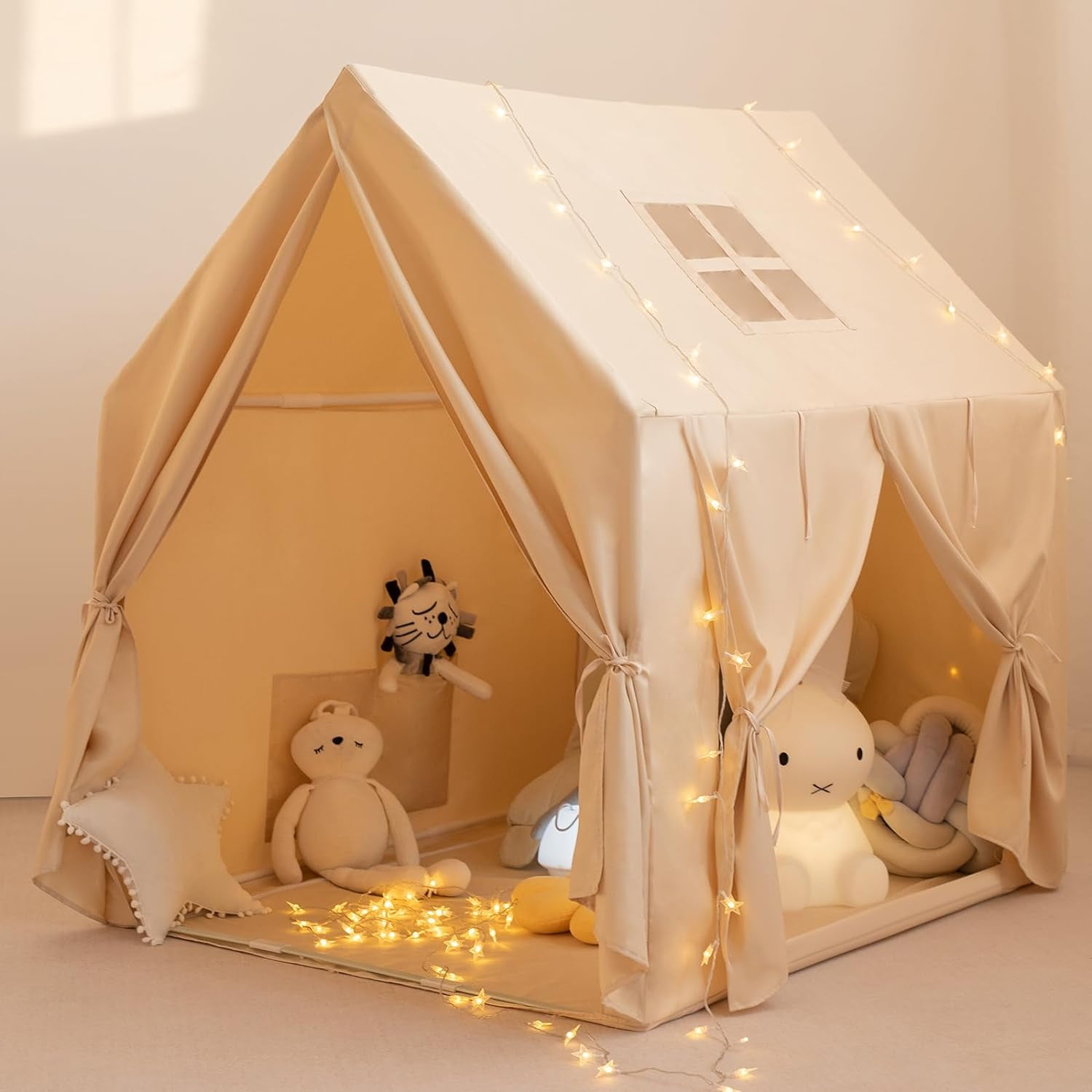 Play Tent- Large Indoor Play House Tent with Star Lights with Flags and ...