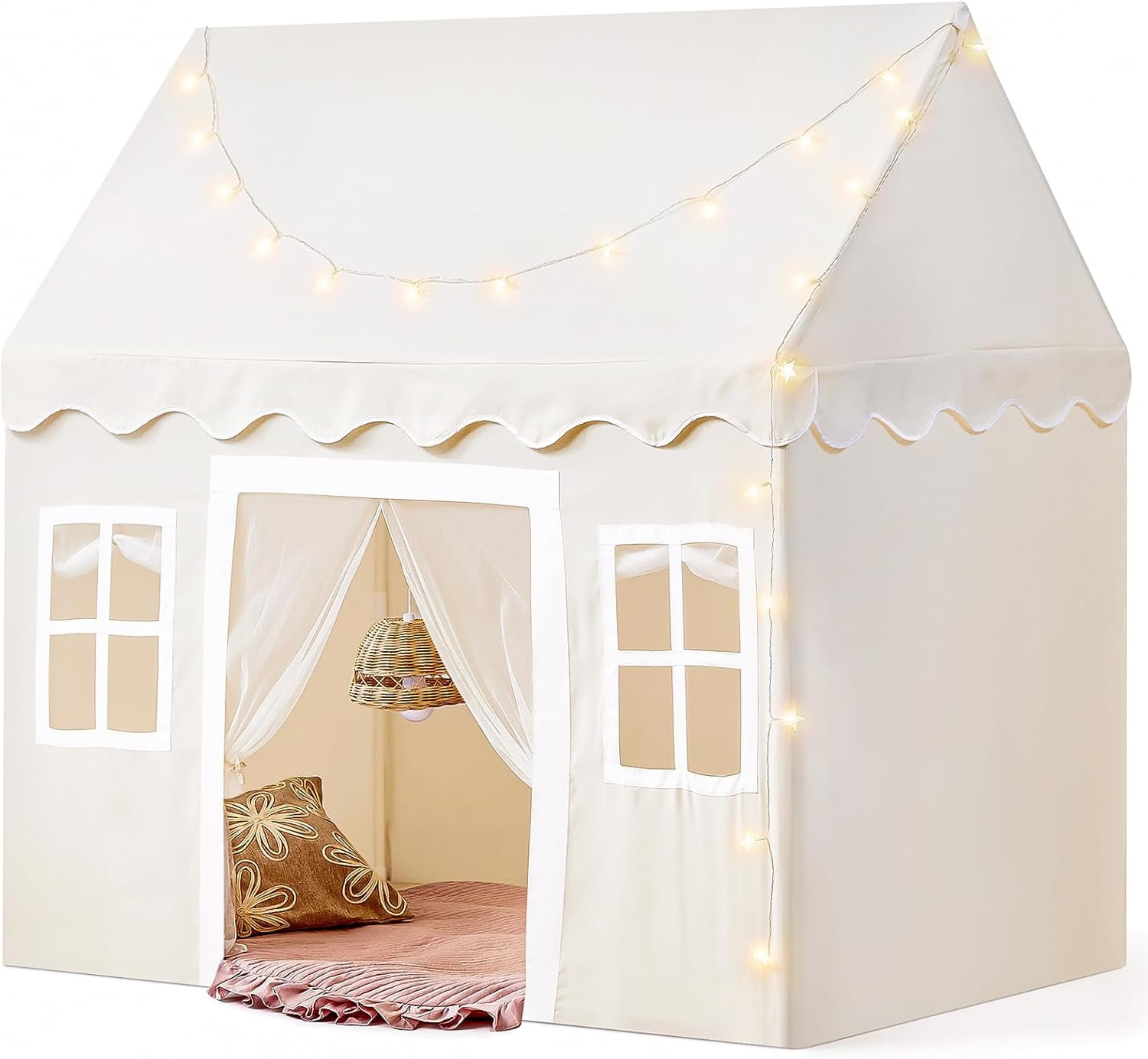 Play Tent with Padded Mat & LED Lights, Kids Tent, Playhouse for Kids ...
