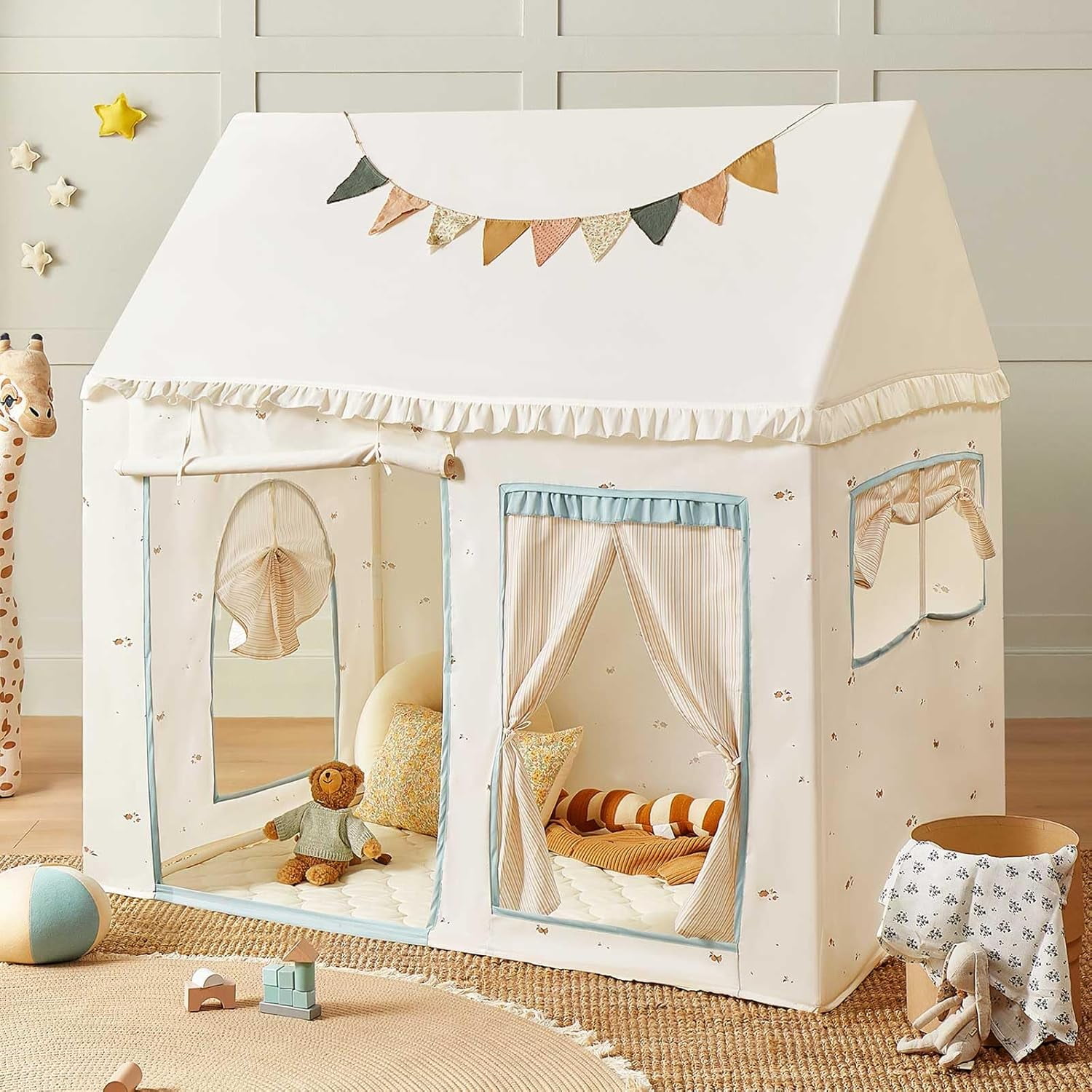 Play Tent with Padded Mat & LED Lights, Kids Tent, Playhouse for Kids ...