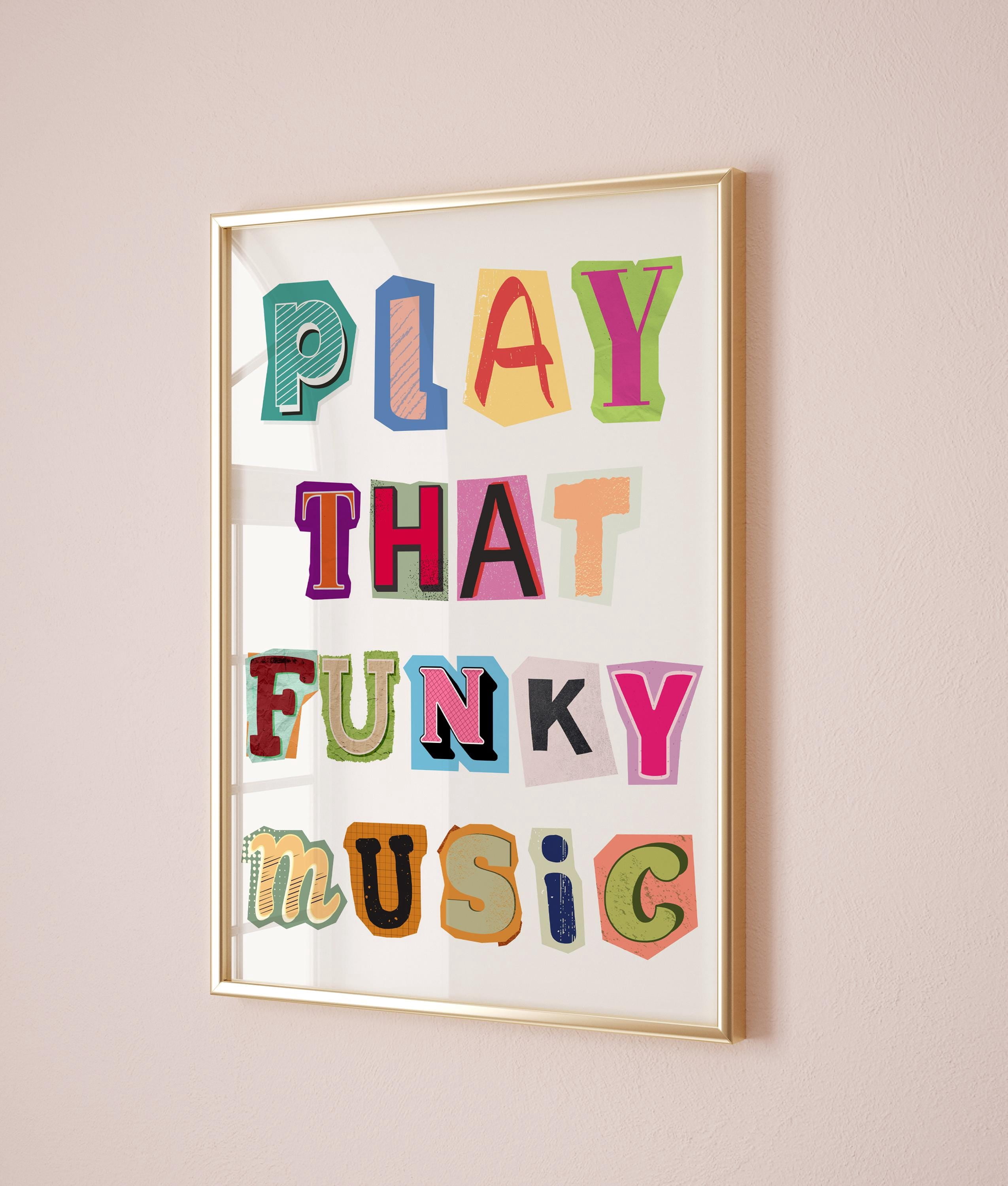 Play That Music Print Retro 70'S Music Popular Song Poster Music Lyrics ...