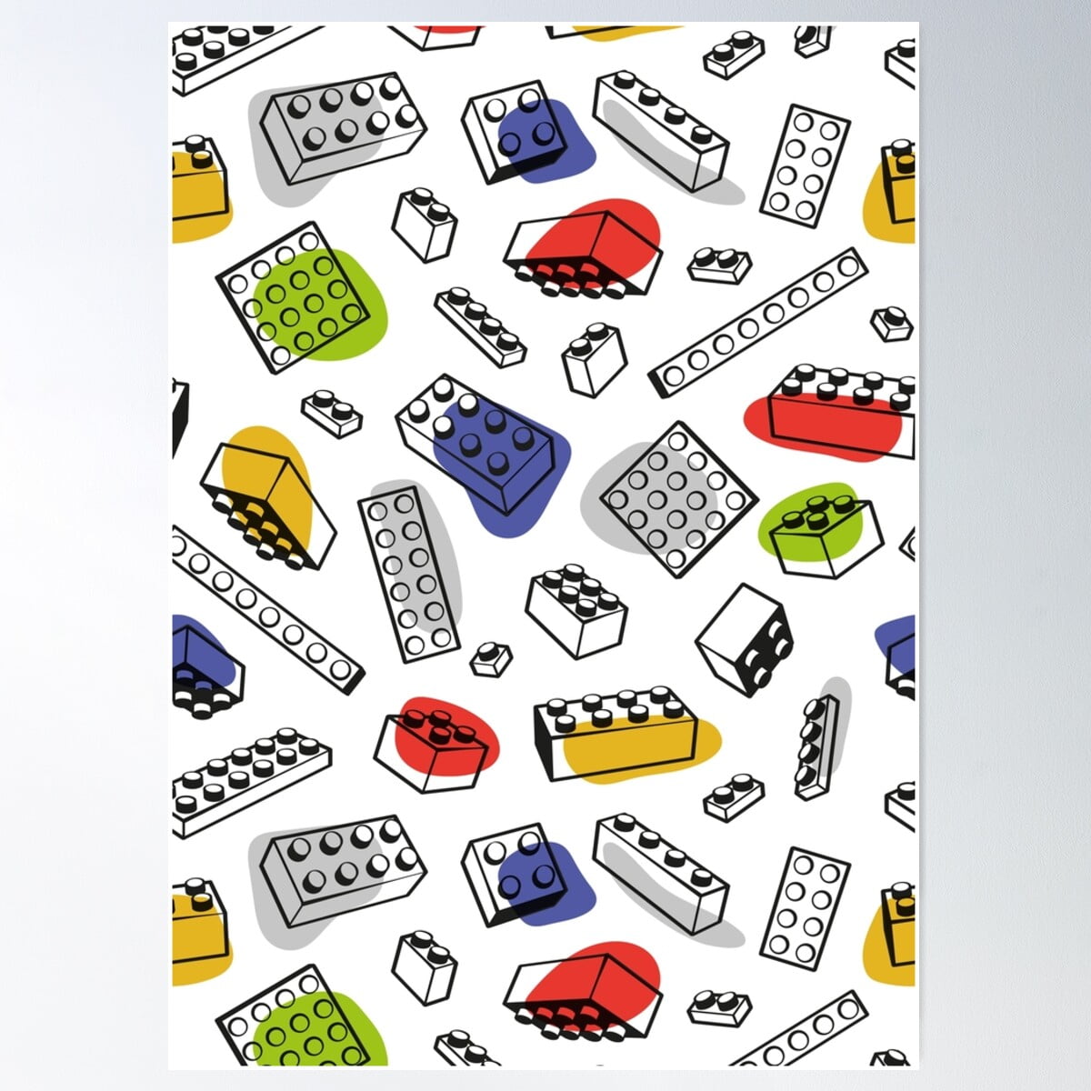 Play With Me // White Background Blue Red Orange Shade Green Grey And ...