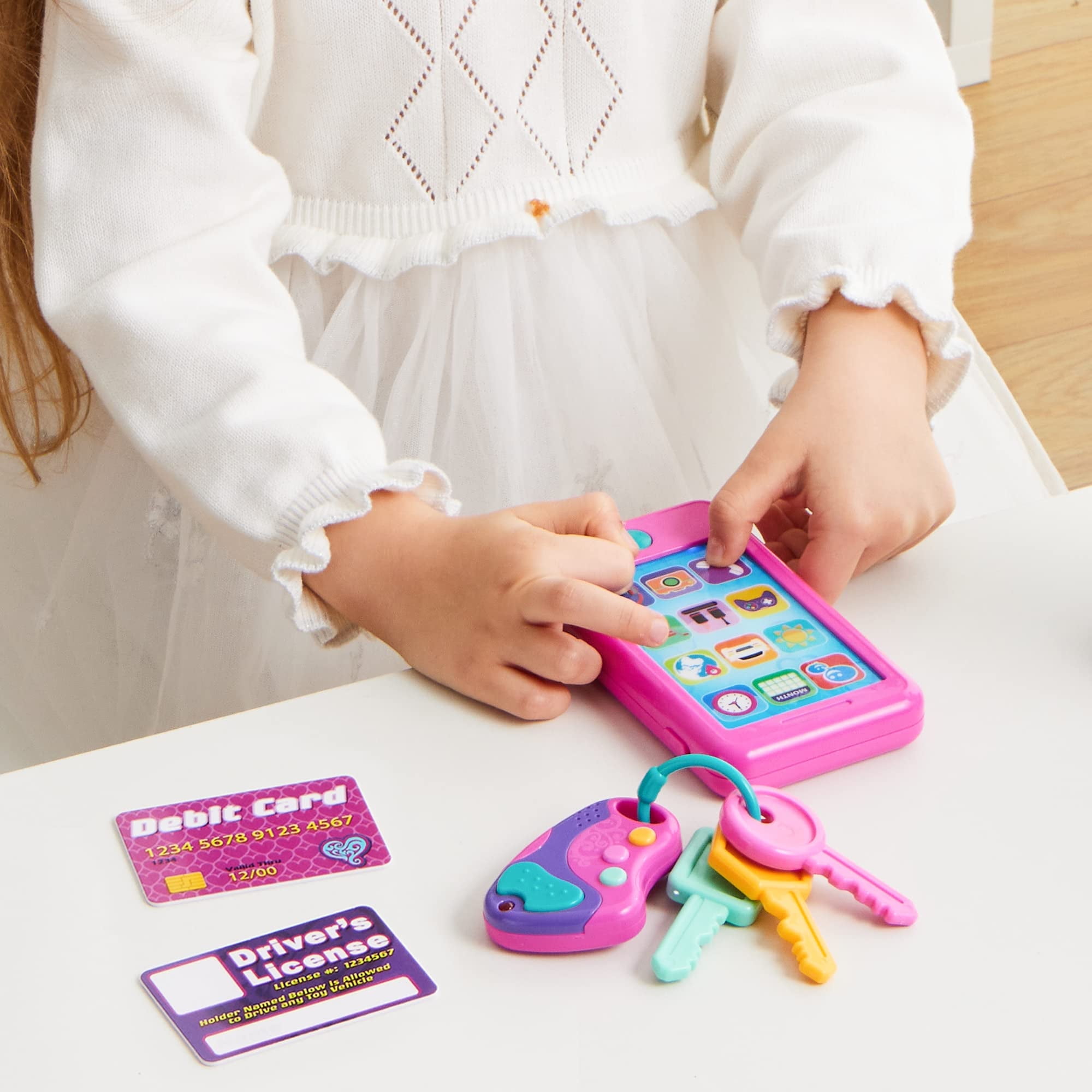 Play-act Pretend Play Smart Phone, Keyfob Key Toy and Credit Cards Set ...