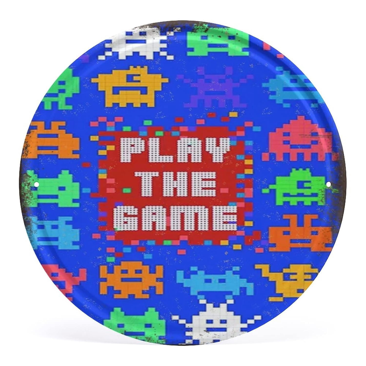 Play the game Gaming Room Wall decor New Vintage Round Retro Metal Tin ...