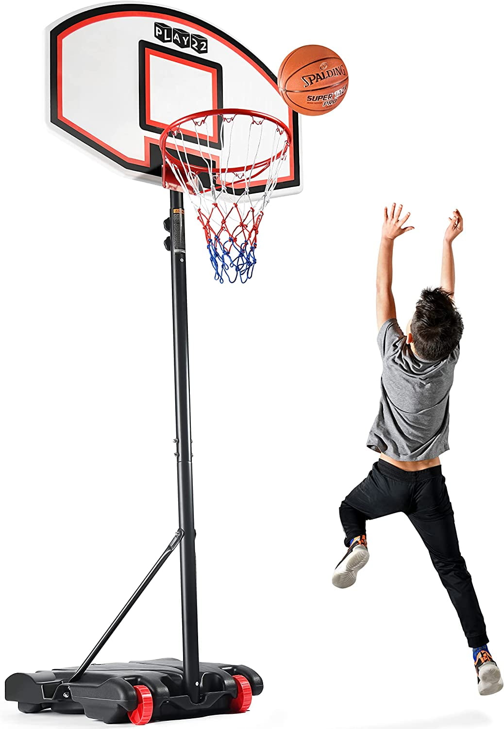 Play22 Kids Adjustable Basketball Hoop Height 5-7 FT - Portable ...