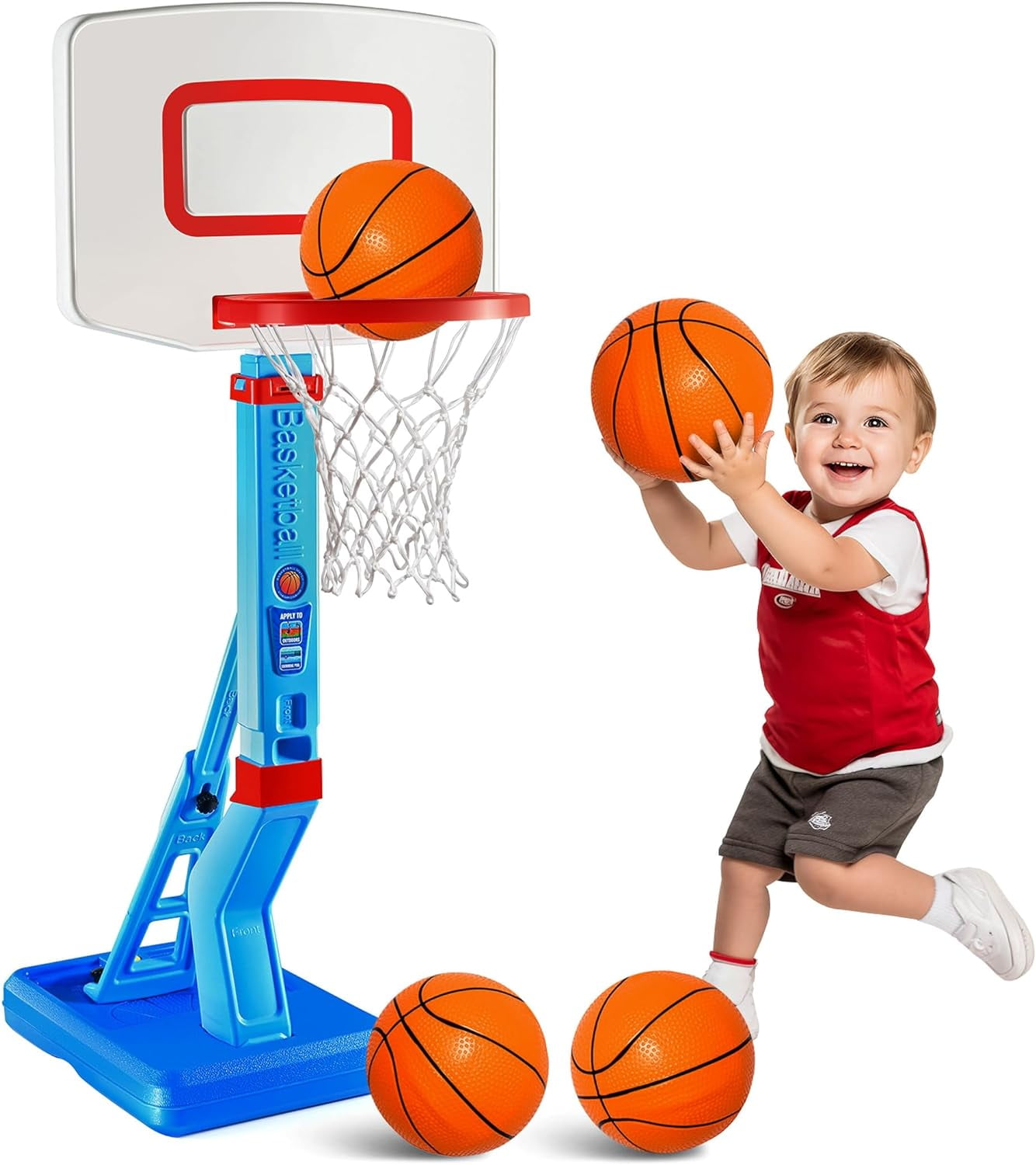 Play22 Toddler Basketball Hoop Indoor for Kids 1-3 - Height Adjustable ...