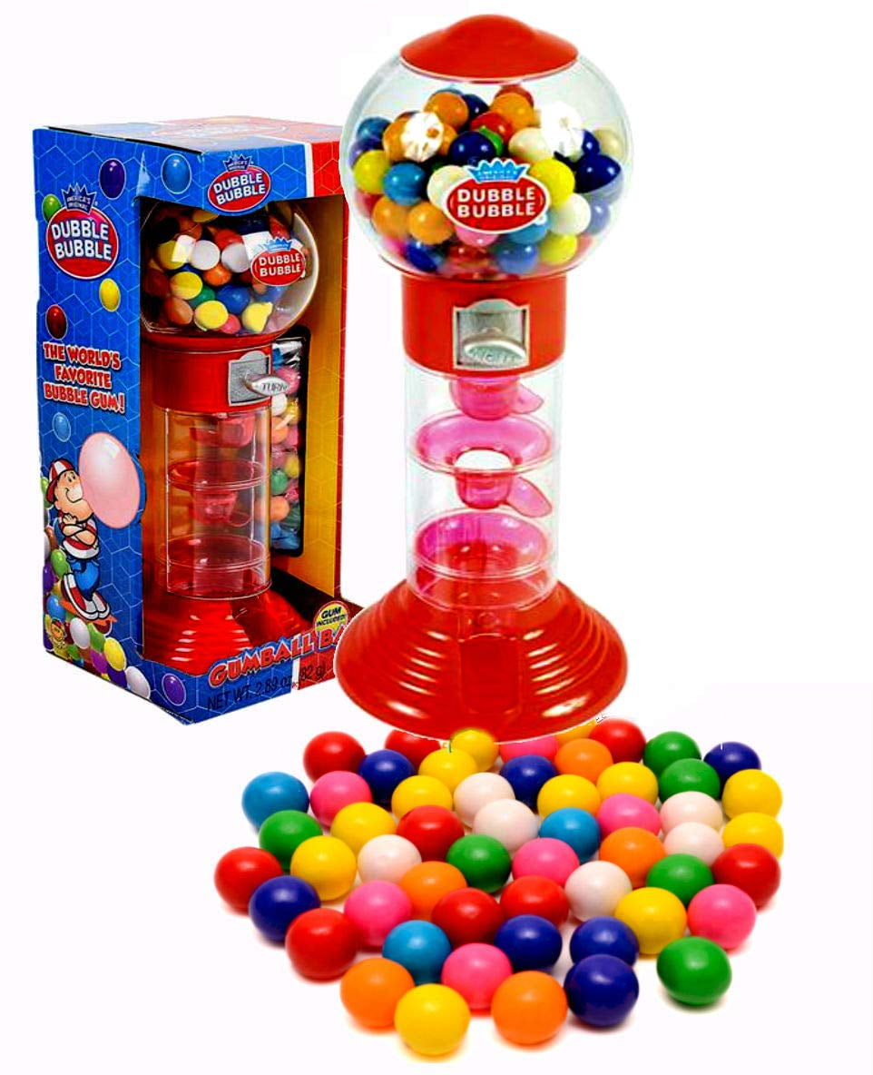 Playo 10.5" Red Spiral Gumball Machine Toy Bank, Includes 40 Gumballs ...