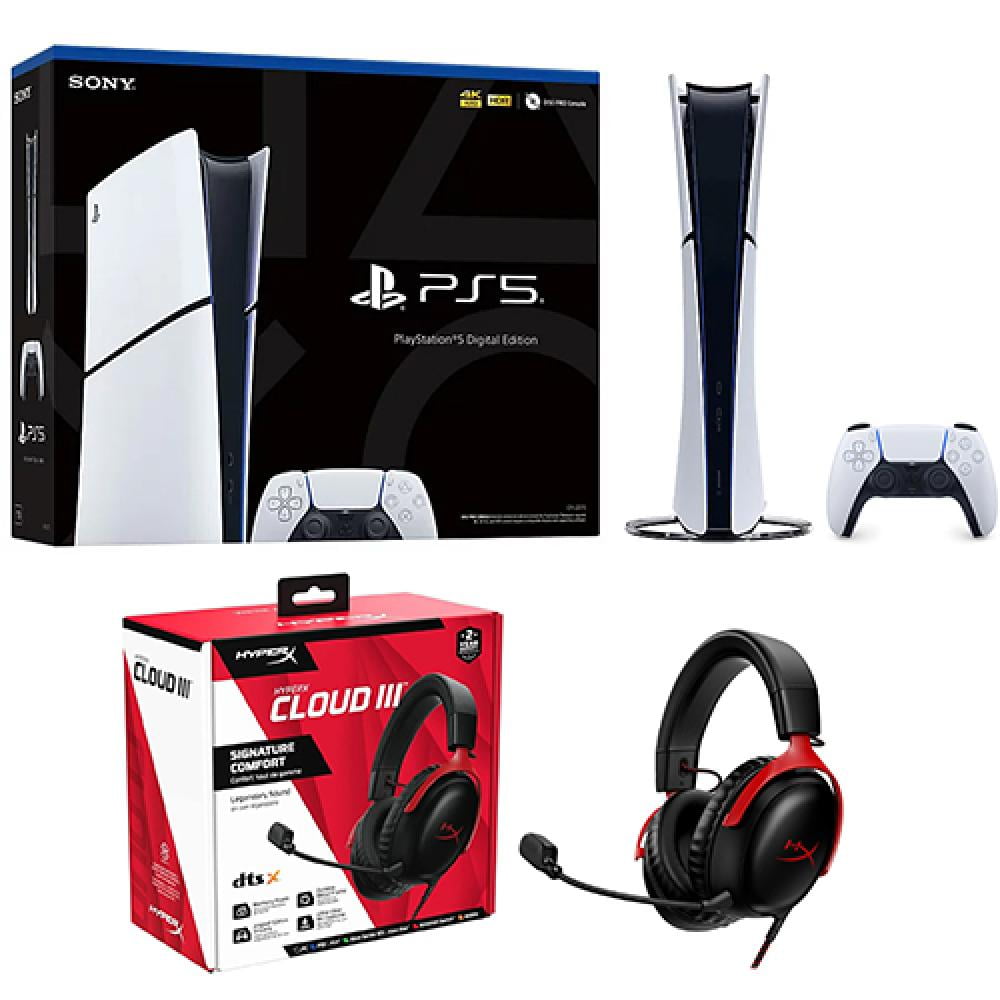 PlayStation 5 Digital Slim Console + HyperX Cloud III Wired Gaming ...