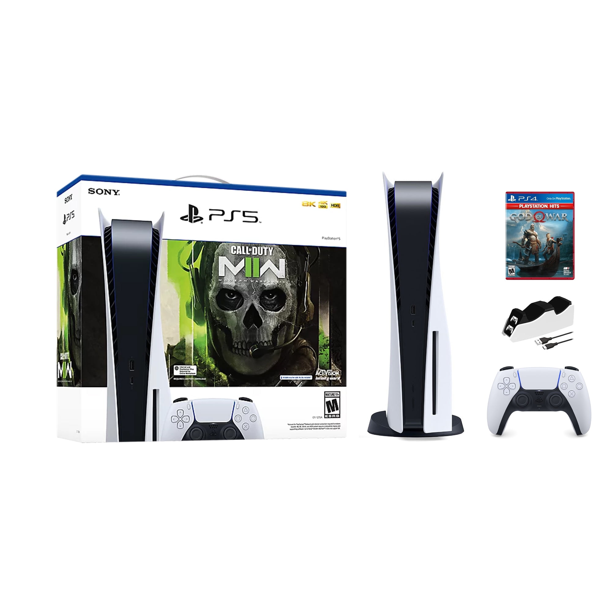 PS5 Disc Edition w/ Call of Duty Modern Warfare II, God of War & Mytrix ...