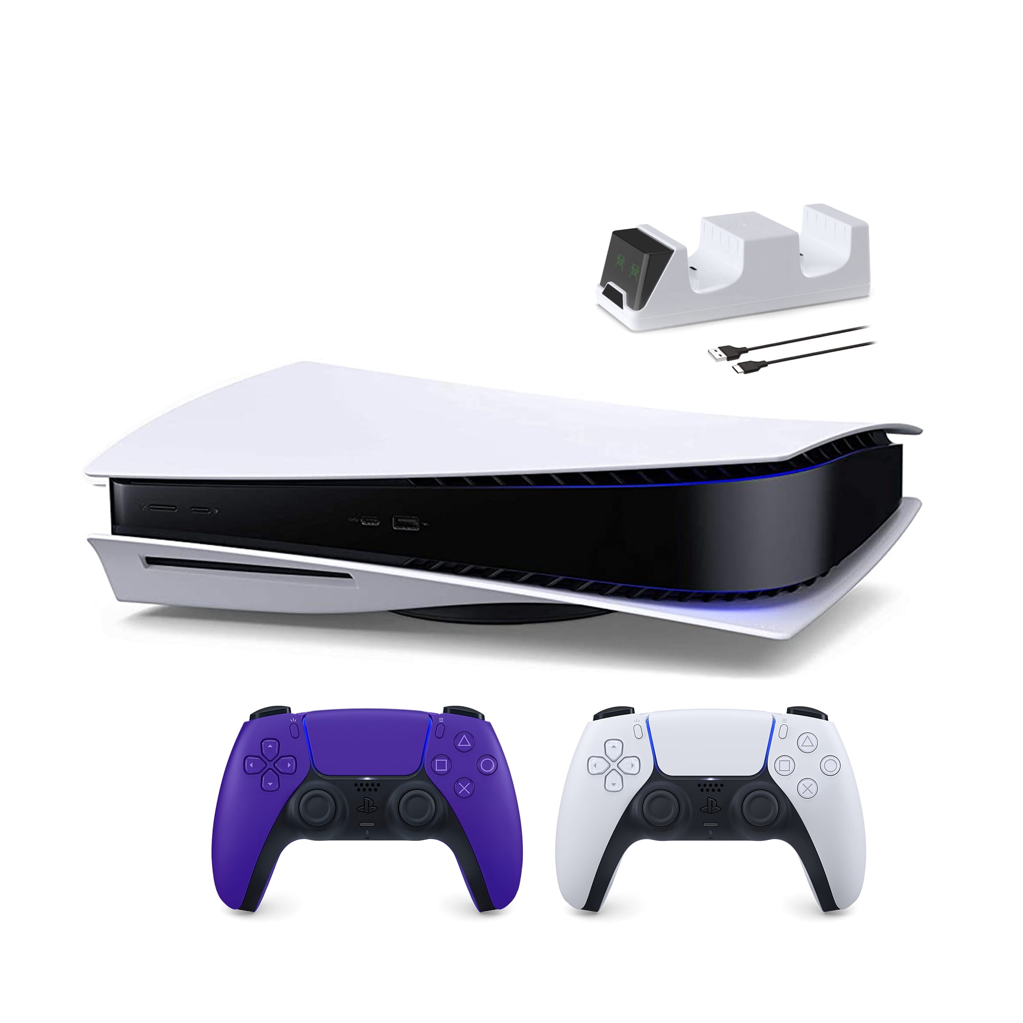 PlayStation 5 Disc Edition with Two Controllers White and Galactic ...