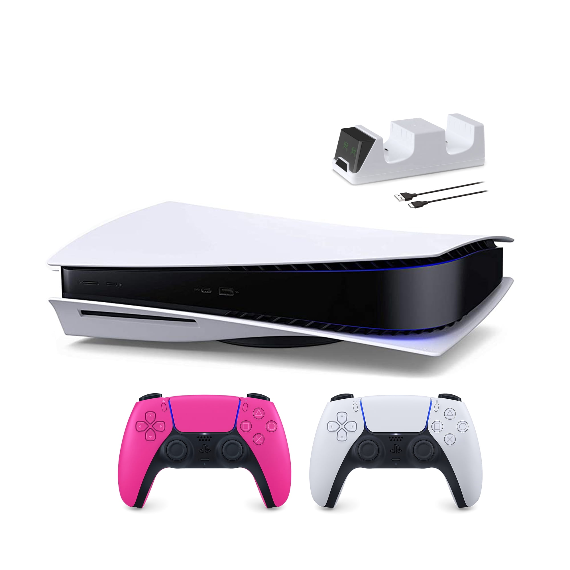 PlayStation 5 Disc Edition with Two Controllers White and Nova Pink ...