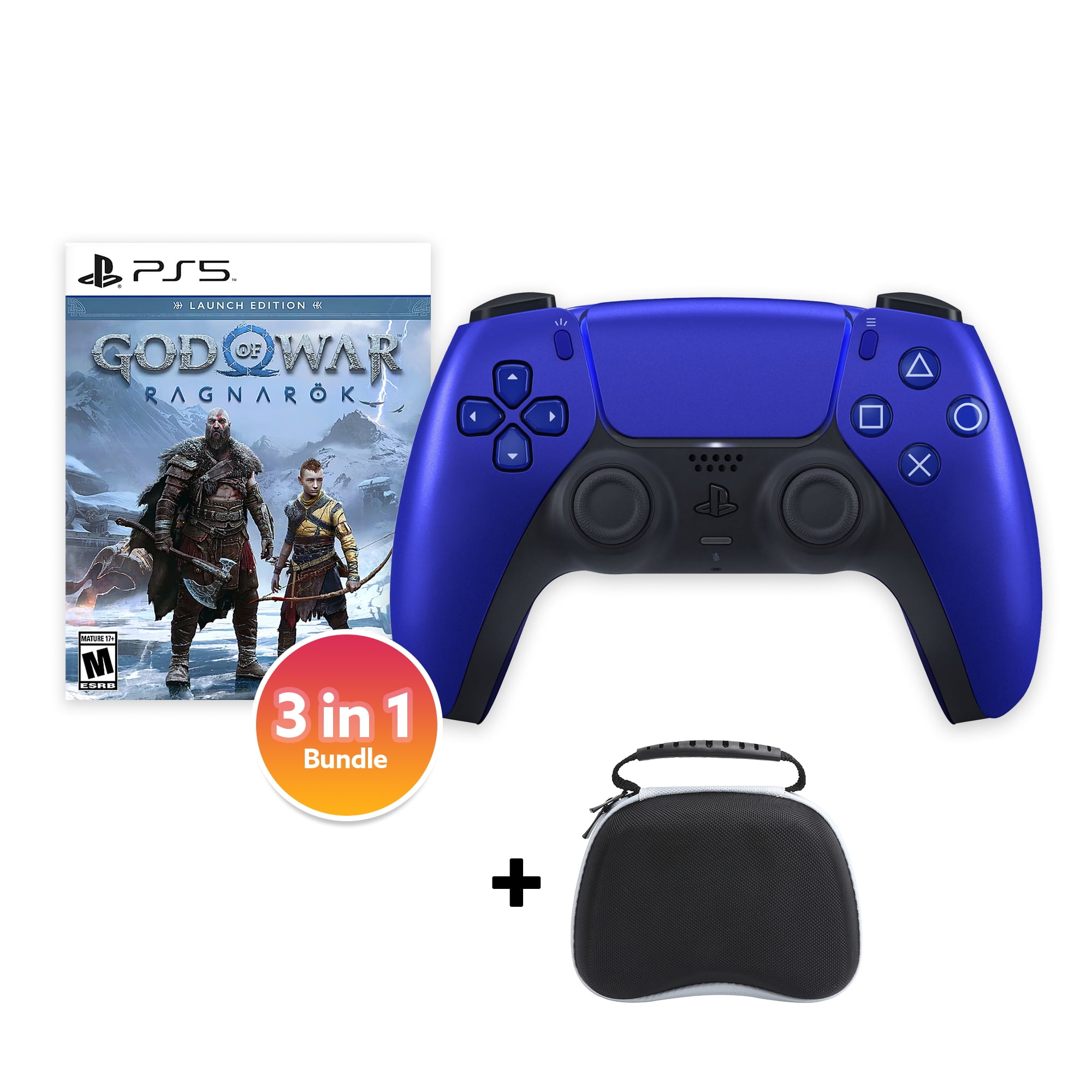 PlayStation 5 DualSense Controller Cobalt Blue with God of War Ragnarok ...