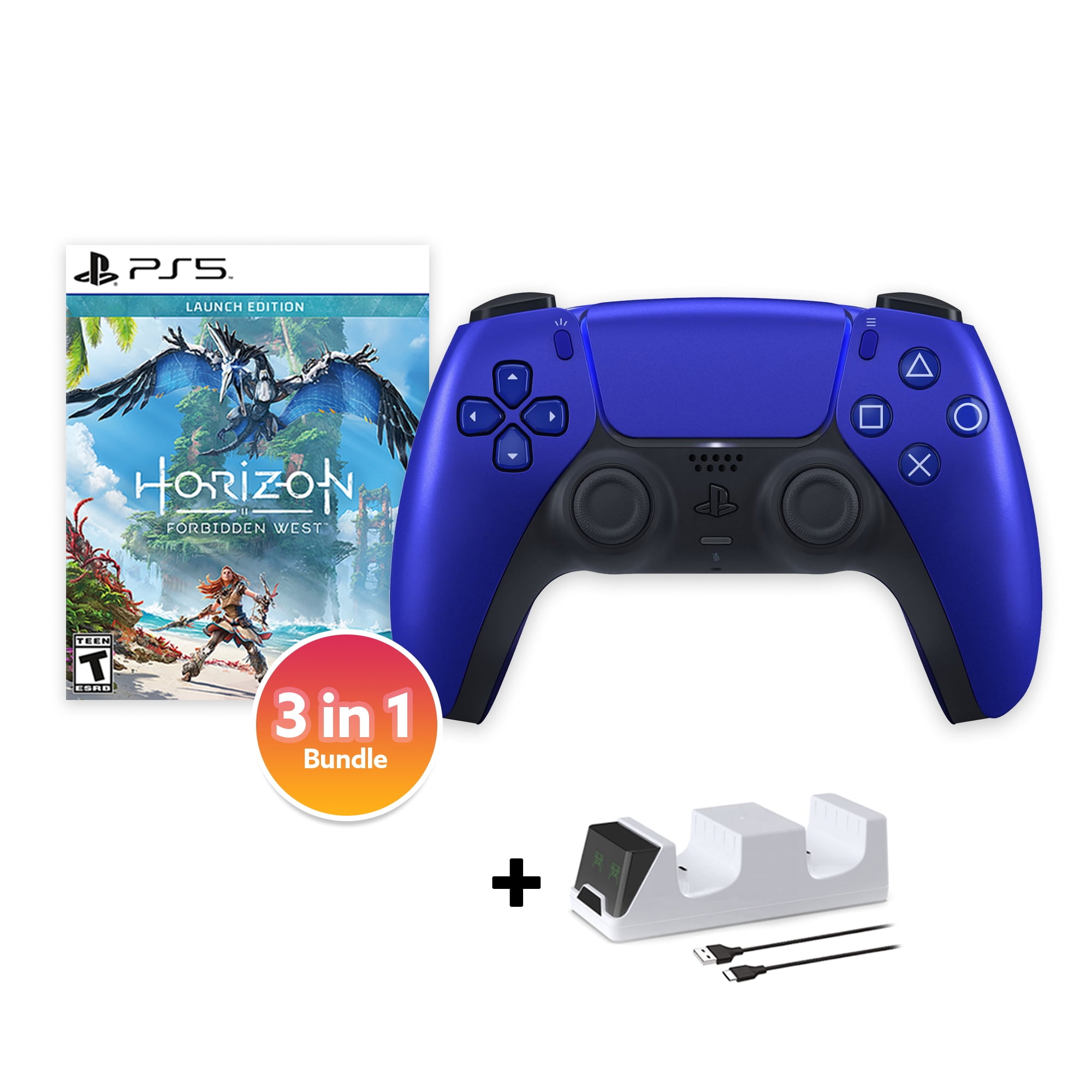 PlayStation 5 DualSense Controller Cobalt Blue with Horizon Forbidden ...