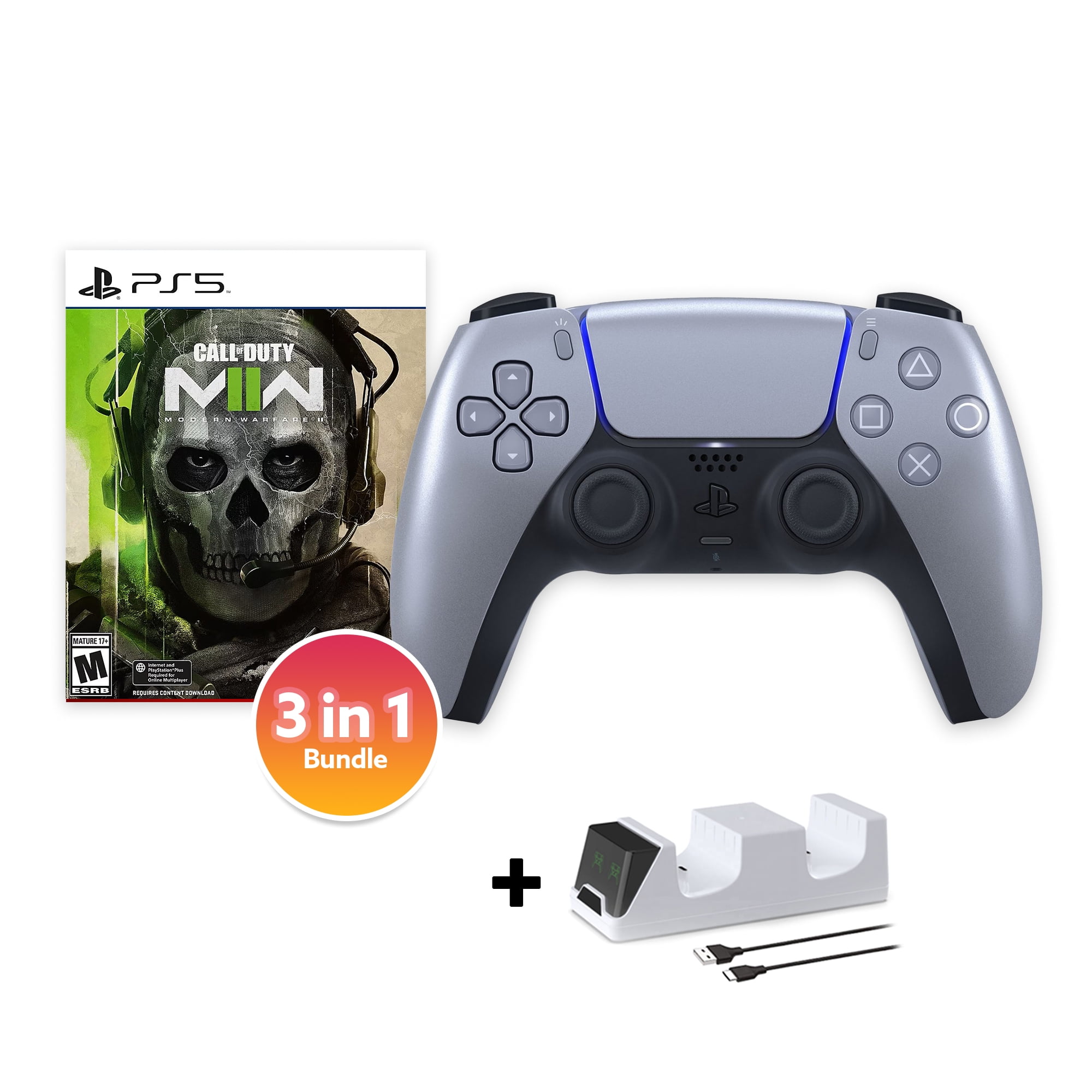 PlayStation 5 DualSense Controller Sterling Silver with Call of Duty ...
