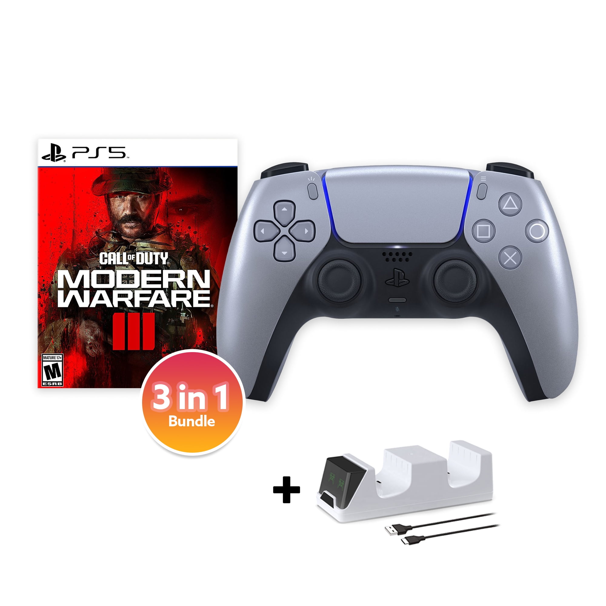 PlayStation 5 DualSense Controller Sterling Silver with Call of Duty ...