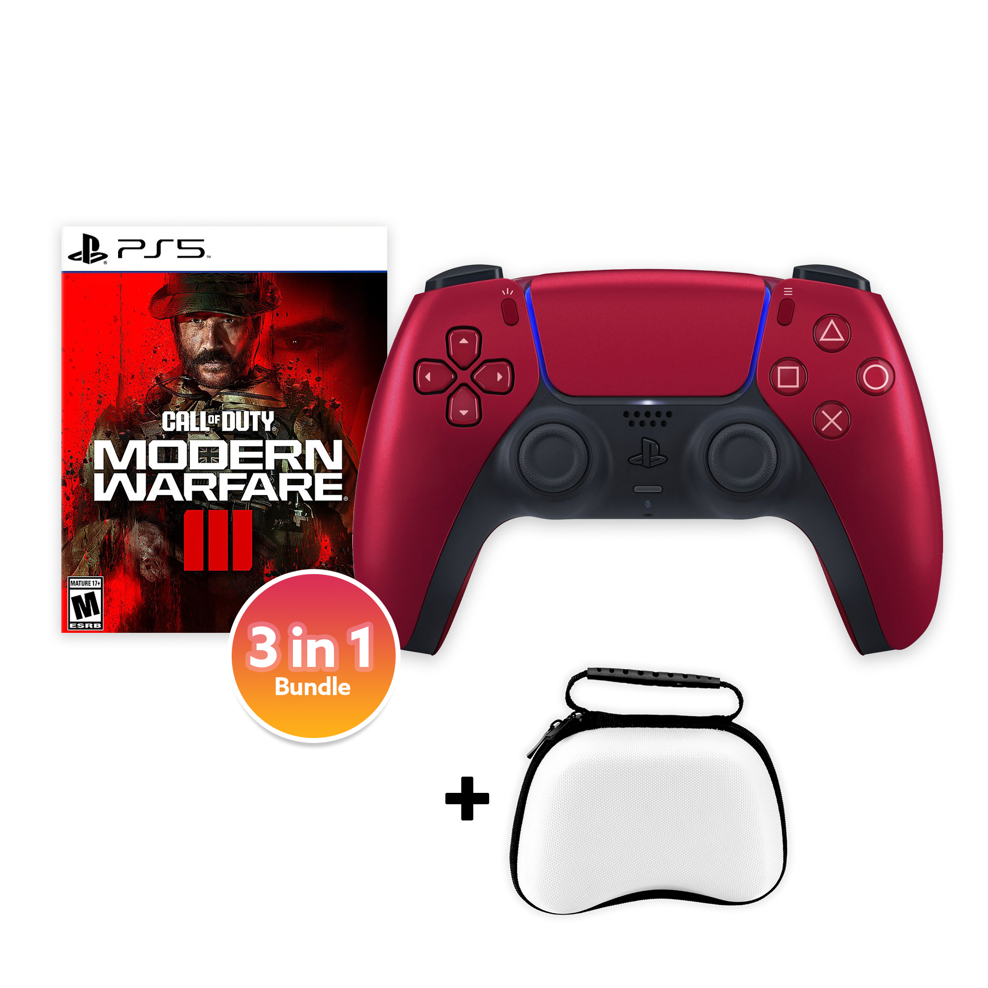 PlayStation 5 DualSense Controller Volcanic Red with Call of Duty Modern Warfare III and Mytrix ...