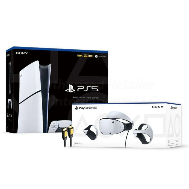 PlayStation 5 & PSVR2 Deluxe Combo, Digital Console, VR2 Headset, Eye Tracking, 4K HDR- Advanced ...