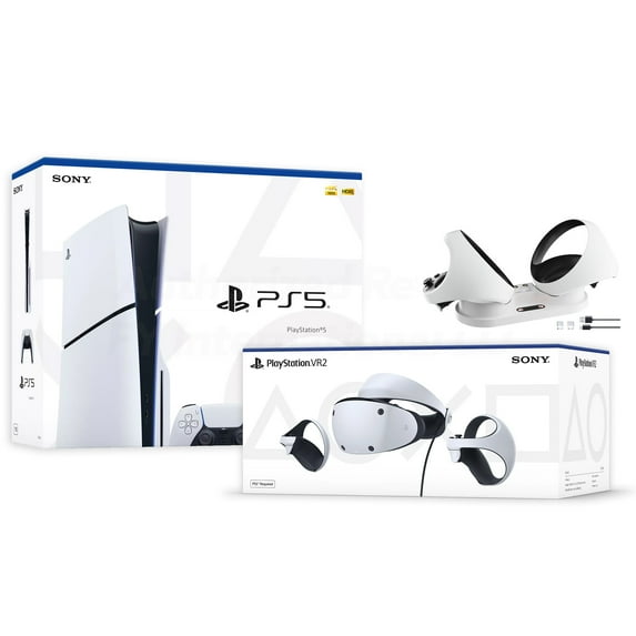 PlayStation 5 & PSVR2 Deluxe Combo, VR2 Headset, Sense Controllers, 4K ...