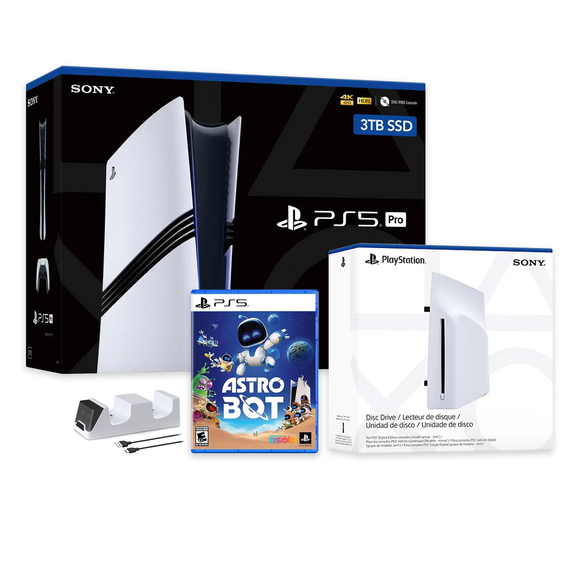 PlayStation 5 Pro 3TB SSD Console with Disc Drive, Wireless Controller ...