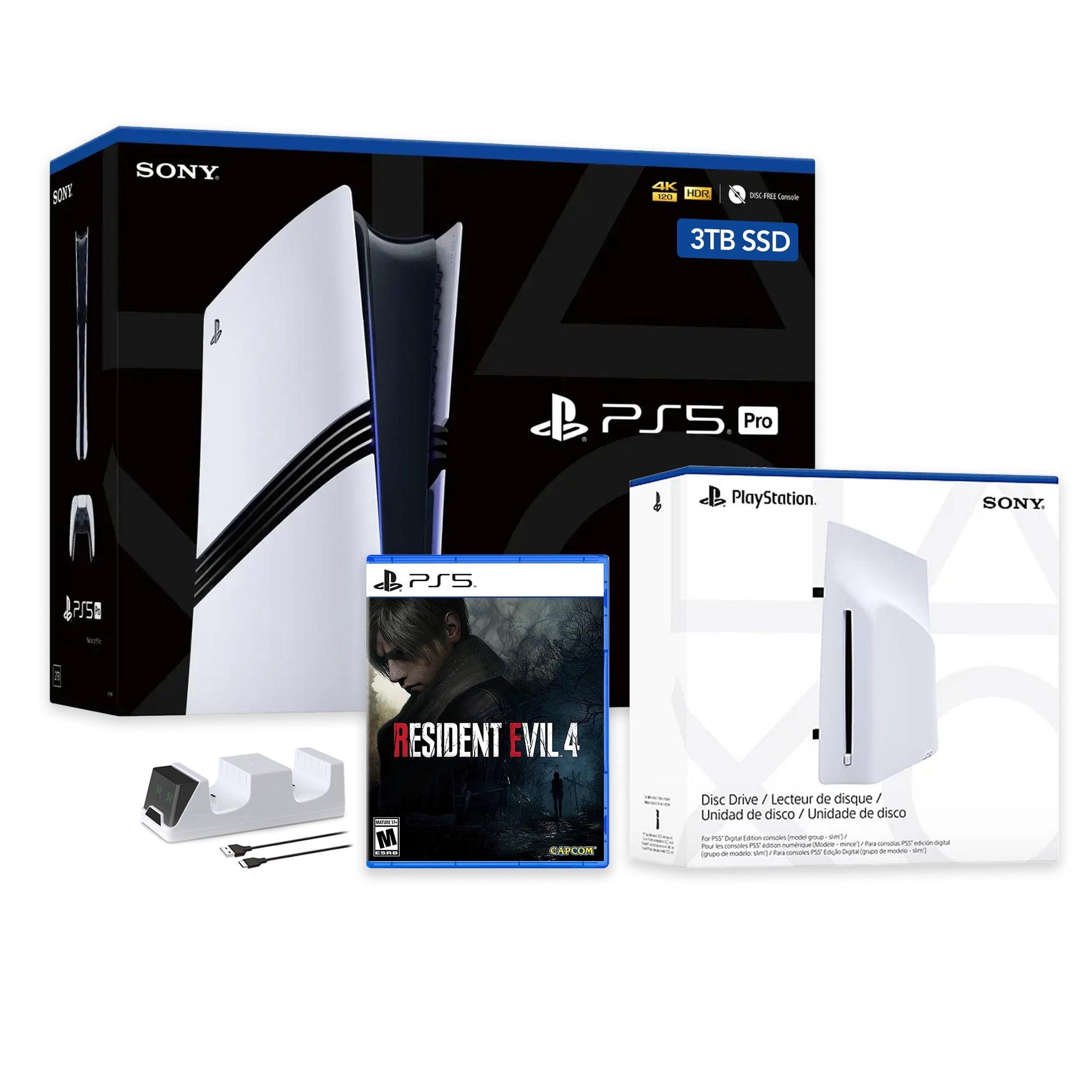 PlayStation 5 Pro 3TB SSD Console with Disc Drive, Wireless Controller ...