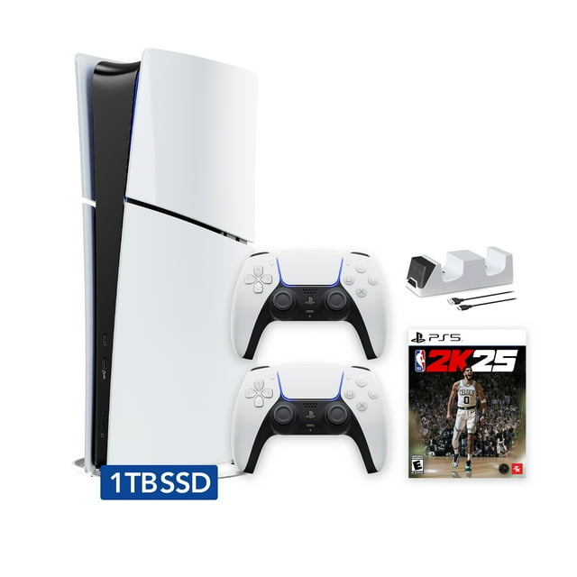 PlayStation 5 Slim Digital Edition 1TB SSD NBA2K25 Bundle with Two ...