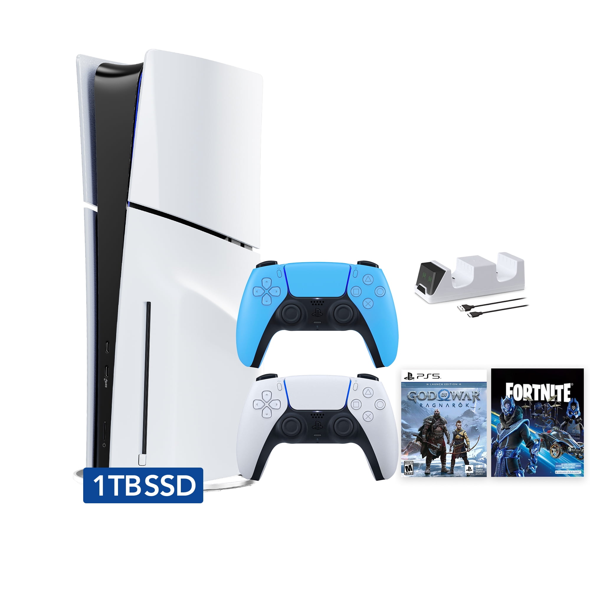 PlayStation 5 Slim Disc 1TB SSD Fortnite Cobalt Star Bundle God of War ...