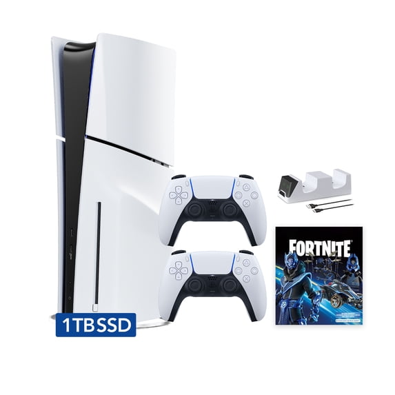 PlayStation 5 Slim Disc 1TB SSD Fortnite Cobalt Star Bundle with Two ...