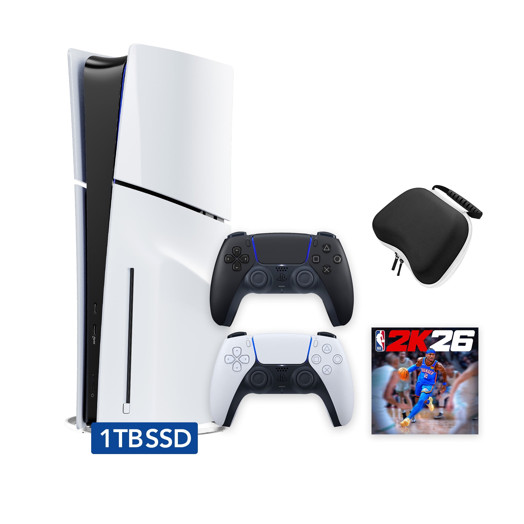 PlayStation 5 Slim Disc 1TB SSD NBA 2K26 Bundle with Two Controllers ...