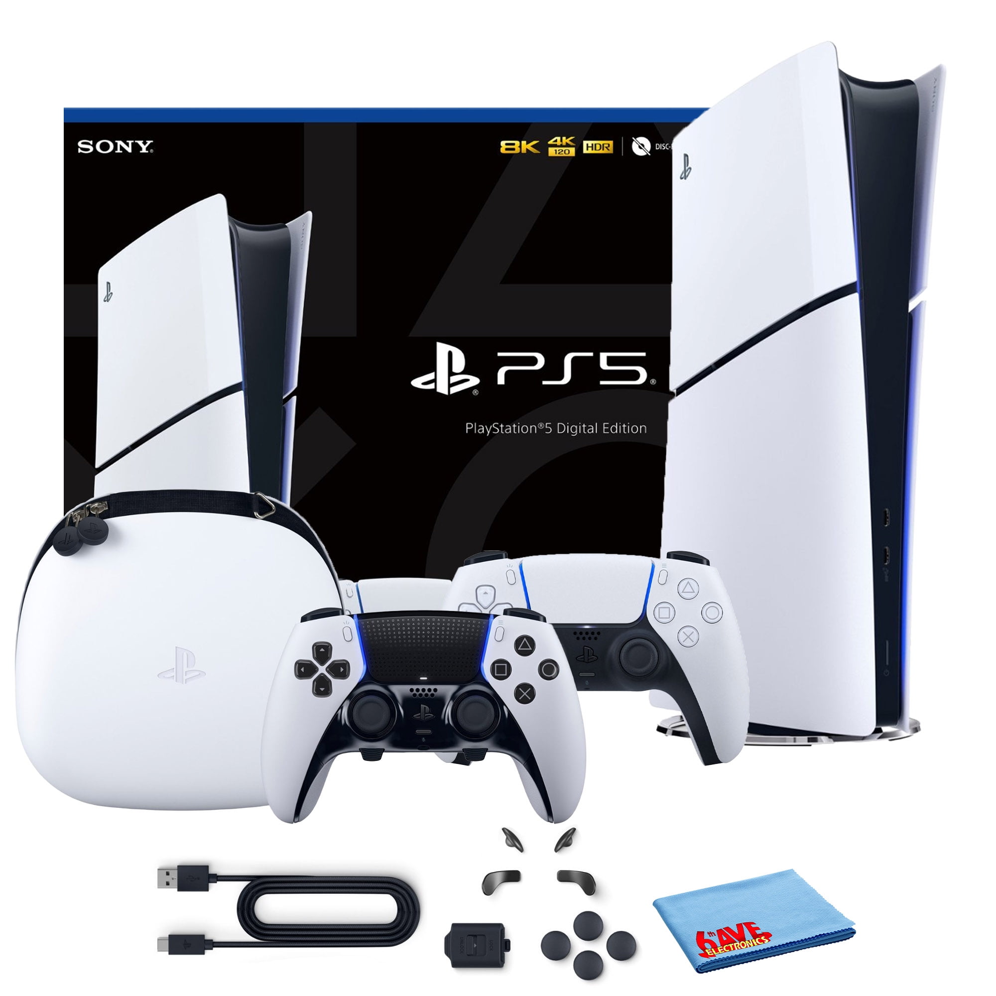 PlayStation 5 Slim, PS5 Console Digital Edition for Video Game, Built-in 1TB SSD Storage Bundle ...