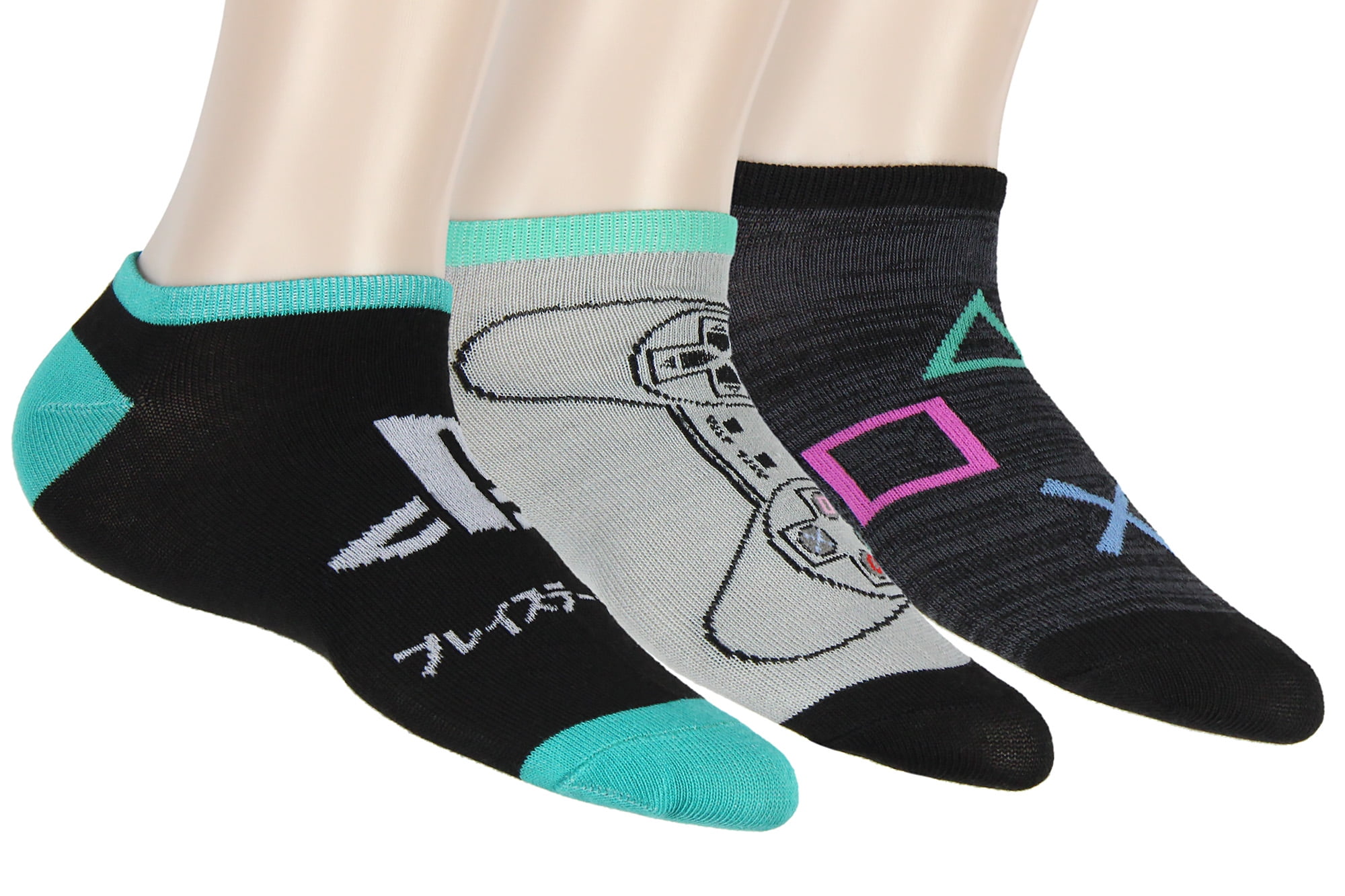 PlayStation Adult Logo Icon Controller 3 Pack No Show Ankle Socks ...