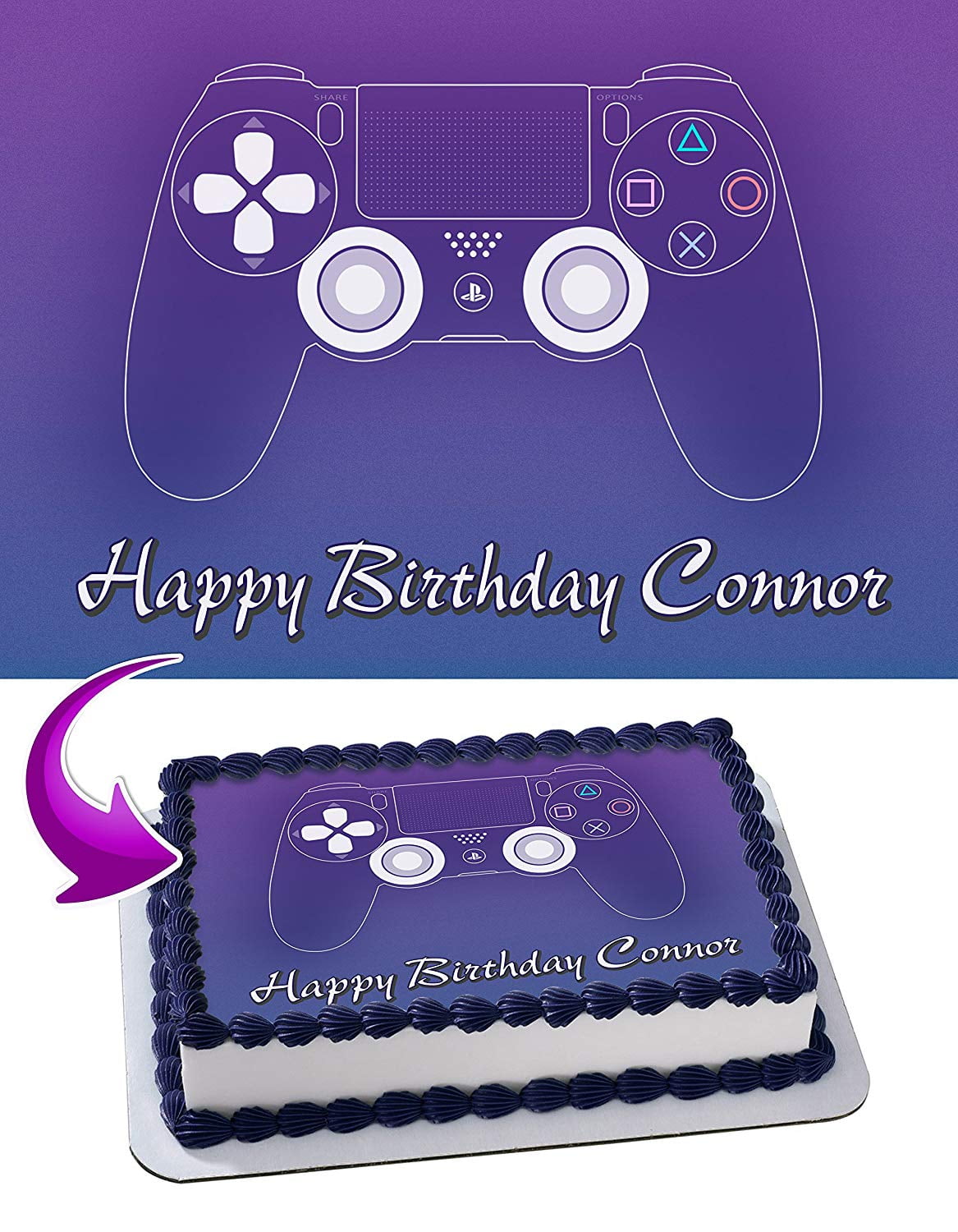 PlayStation Edible Cake Image Topper Personalized Picture 1/4 Sheet (8 ...