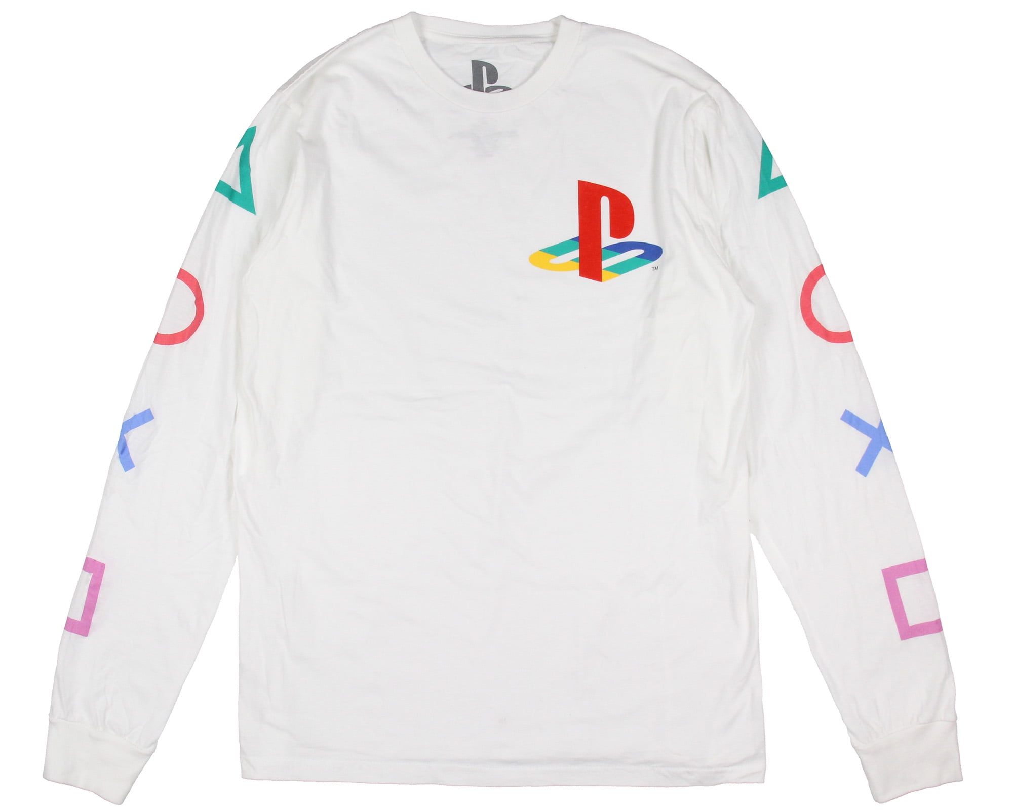 PlayStation Men's Console Controller Button Icons Adult Long Sleeve T ...