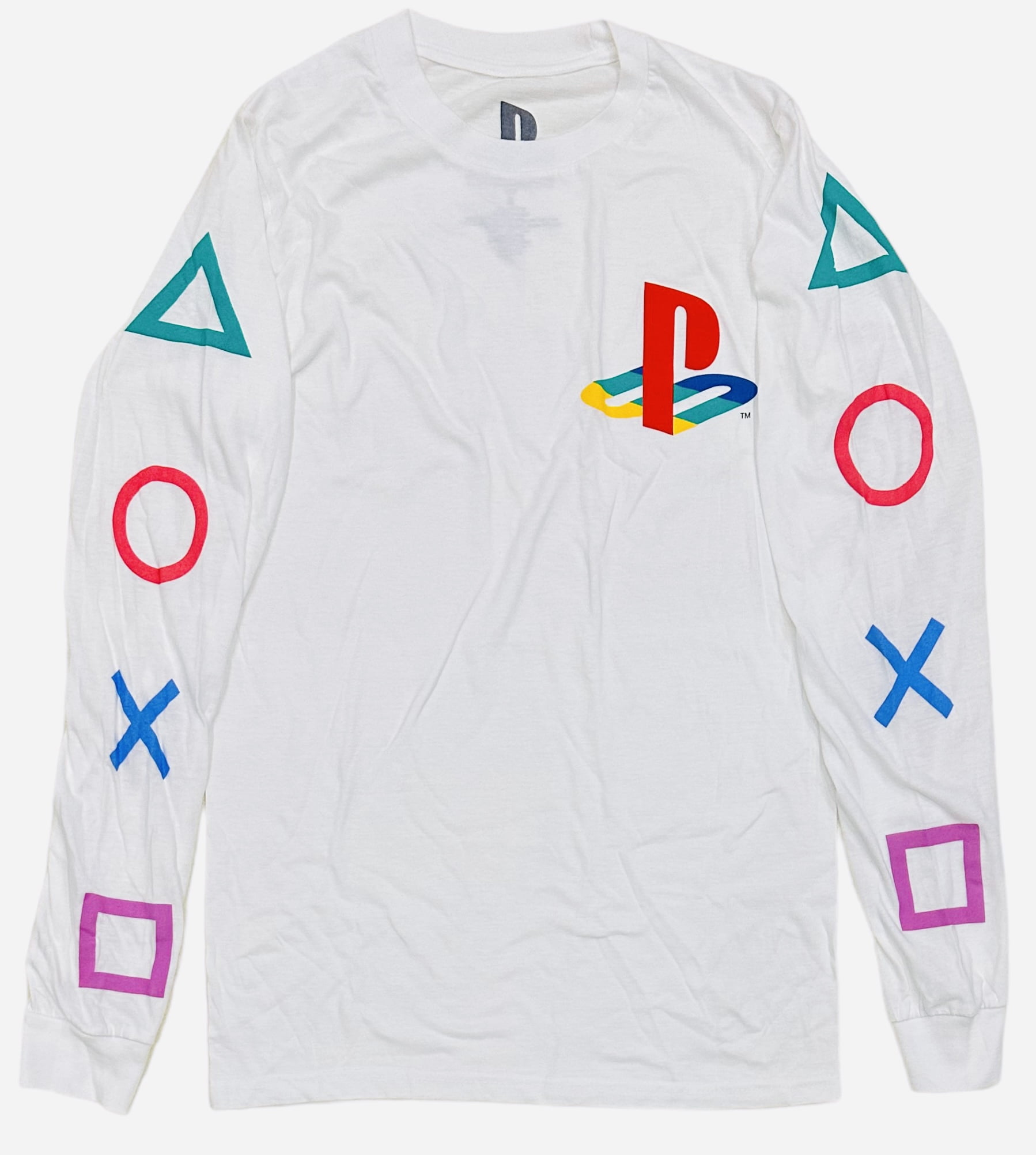 PlayStation Men's Remote Control Console Button Symbols Long Sleeve Tee ...