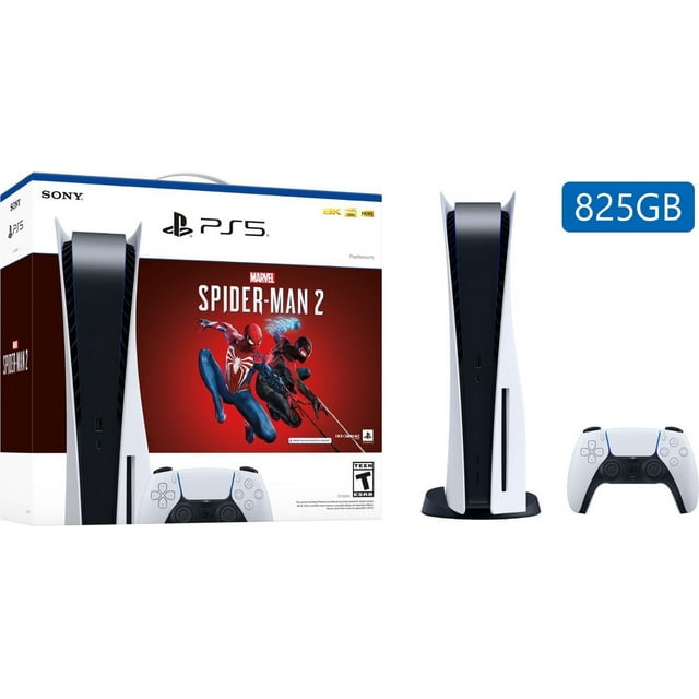 PlayStation 5 (PS5) Gaming Console with Spider-Man 2 Bundle, 825GB SSD ...