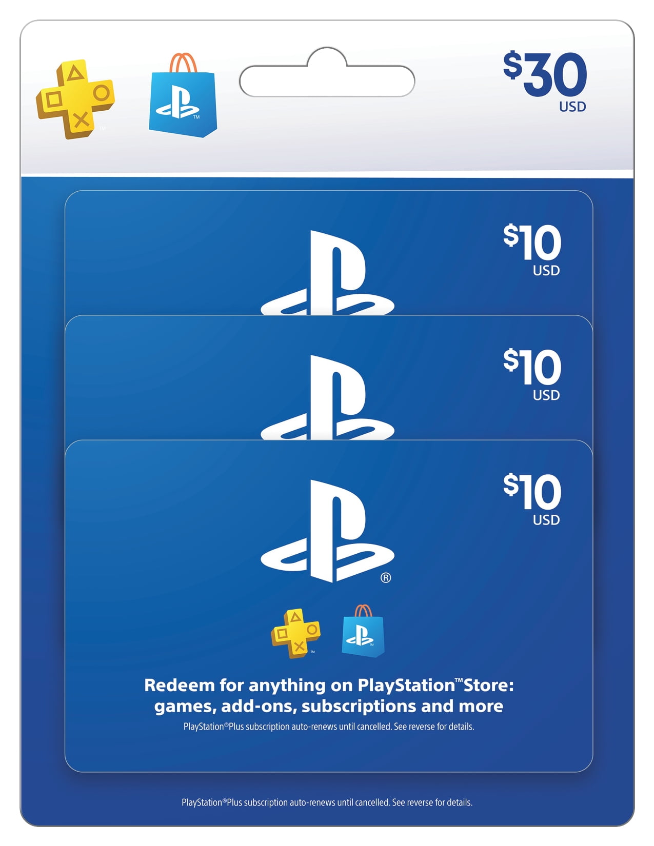 PlayStation Store $30 eGift Card Multipack 3 x $10 [Physical] - Walmart.com