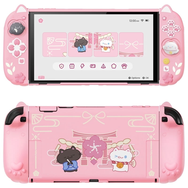PlayVital Cherry Blossom Cat Case for Nintendo Switch 2 - Pink Silicone ...
