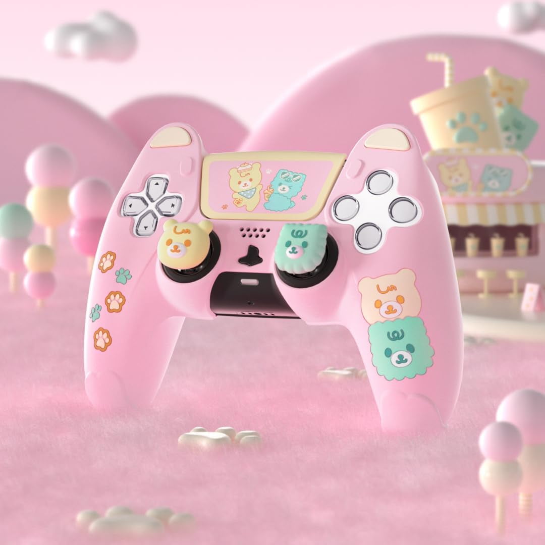 PlayVital Cute Bear Controller Silicone Case for ps5, Kawaii Controller ...