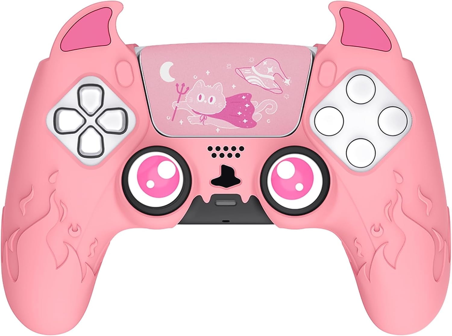 PlayVital Cute Demon Silicone Case with Touch Pad Sticker for PS5 ...