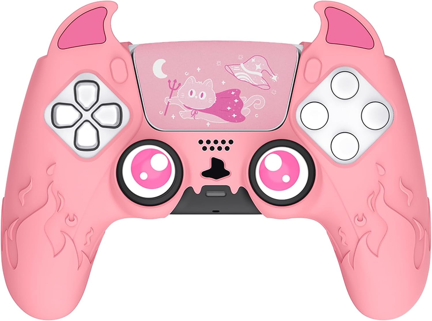 PlayVital Cute Demon Silicone Case with Touch Pad Sticker for PS5 ...