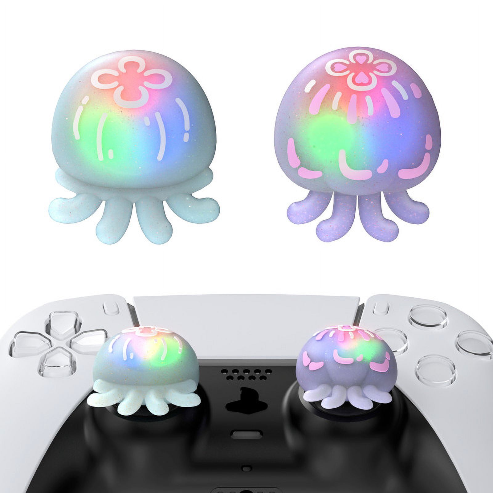 PlayVital Cute Universal Illuminated LED Thumbstick Grips for ps5, for ...