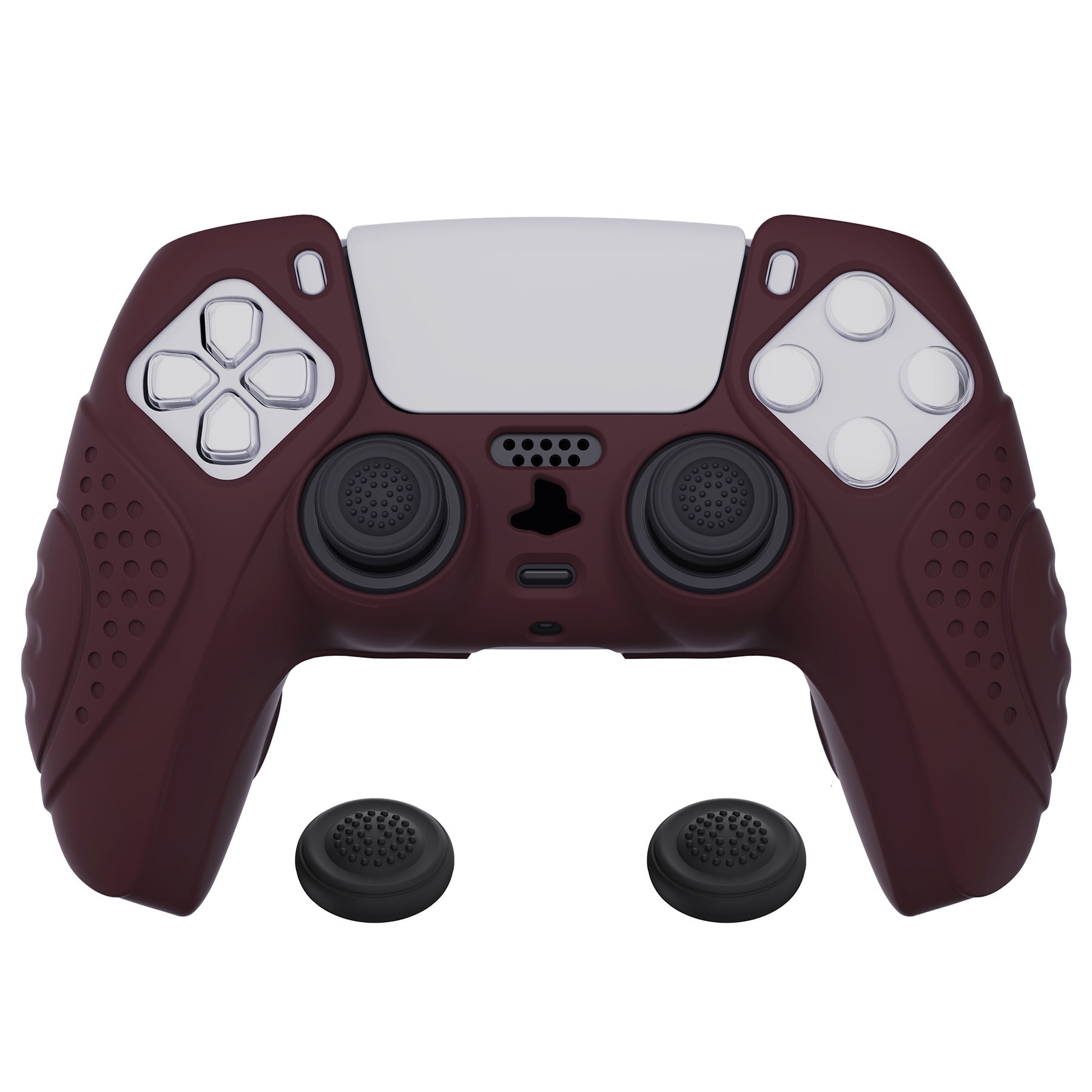PlayVital Ergonomic Anti-Slip Silicone Case with Black Joystick Caps ...