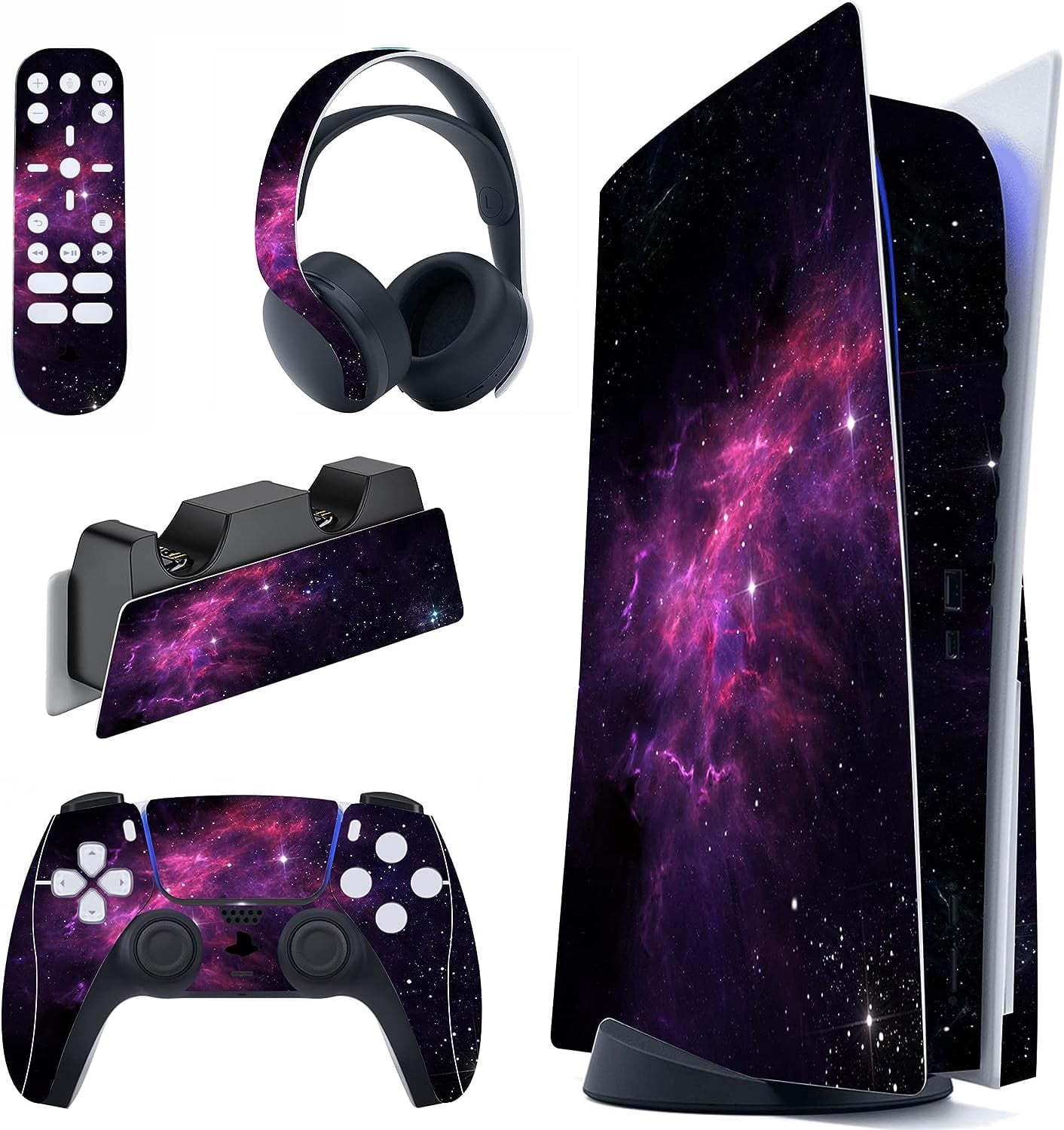 PlayVital Purple Nebula Full Set Skin Decal for ps5 Console Disc ...