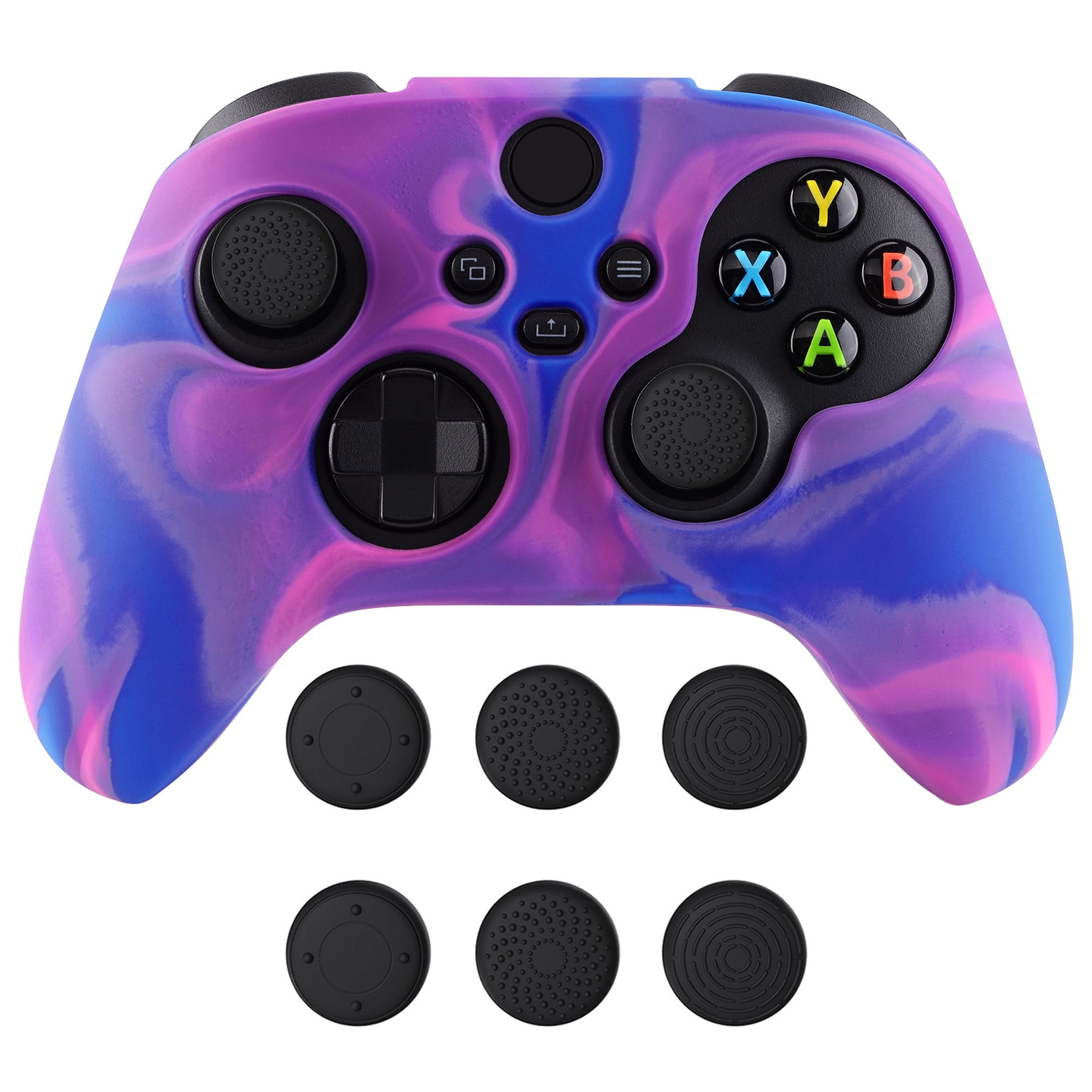 PlayVital Tri-Color Pink & Purple & Blue Camouflage Anti-Slip Silicone ...