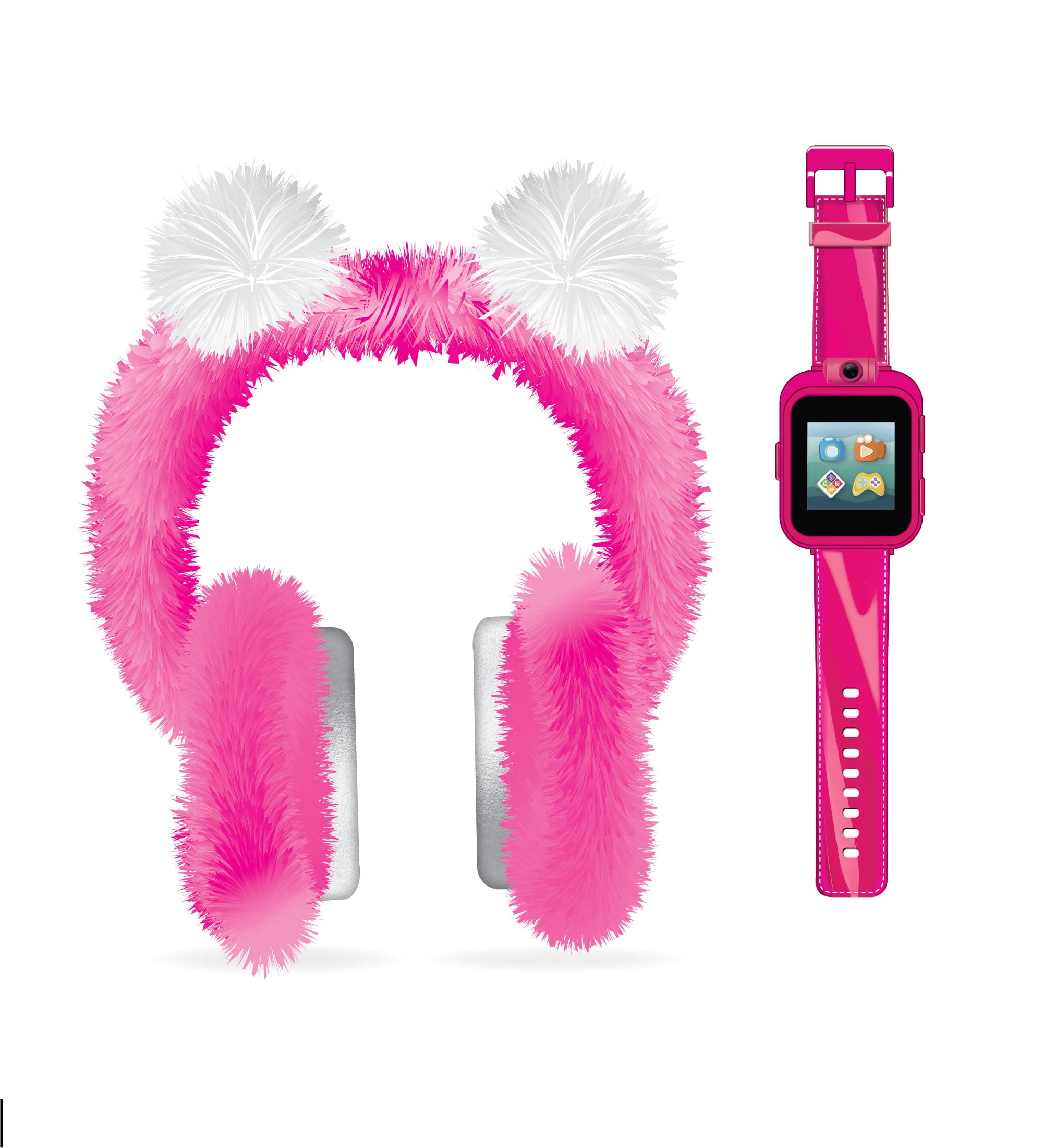 PlayZoom Kids Smartwatch with Headphones: Girls Pink Pom Pom - Walmart.com
