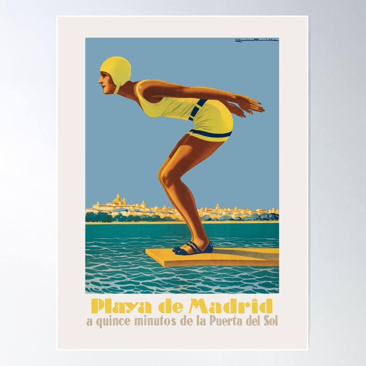 Playa De Madrid - Vintage Spanish Travel Poster, 1932 Poster Wall Art ...