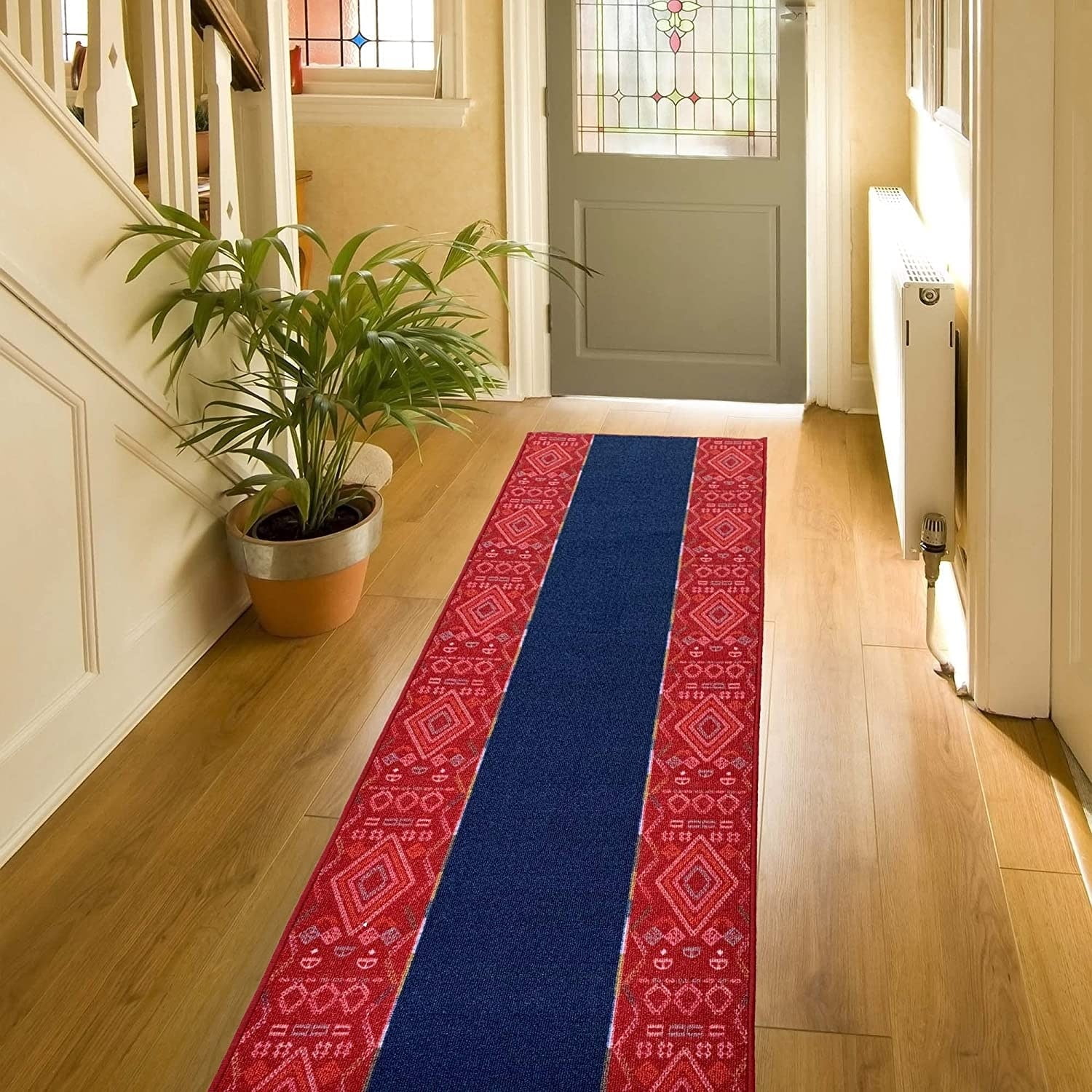 Playa Rug Custom Size Southwestern Border 26 Inch Wide Non-Slip Stair ...